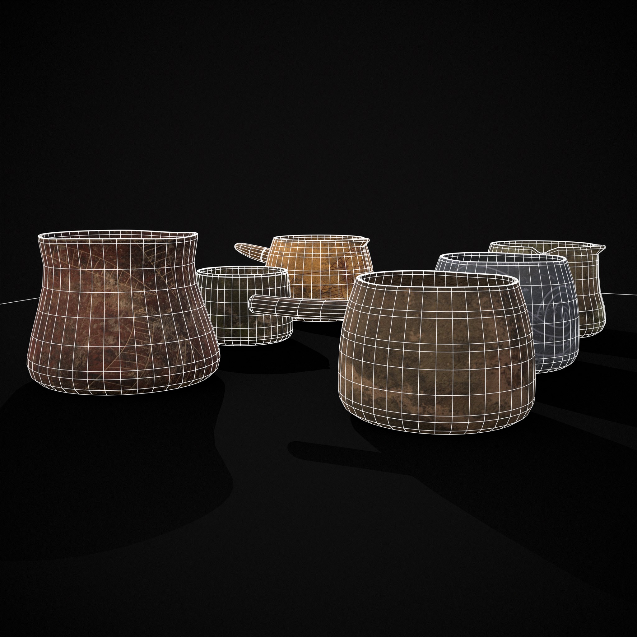 Rustic Clay Cups - 3D Model by Get Dead Entertainment