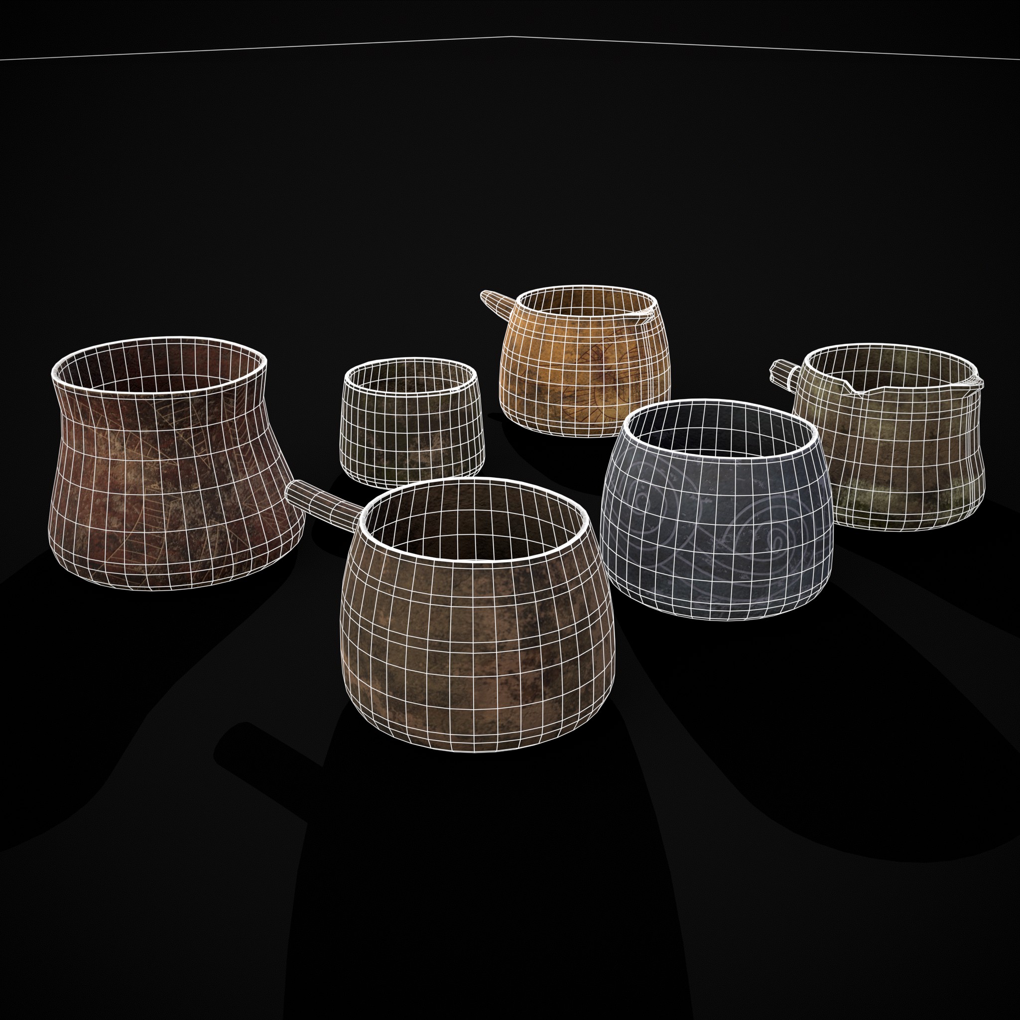 Rustic Clay Cups - 3D Model by Get Dead Entertainment
