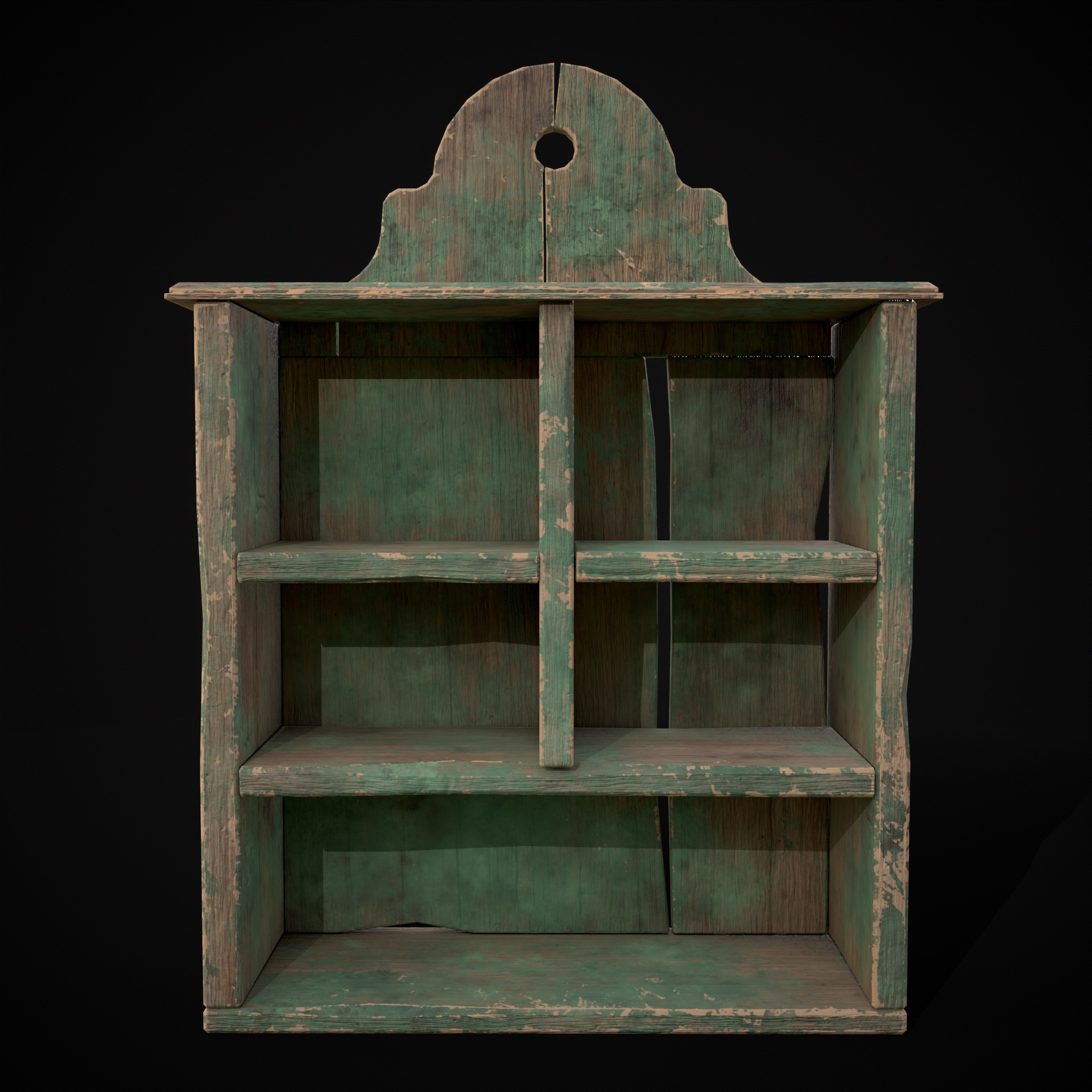 Rustic Green Painted Wooden Shelf - 3D Model by Get Dead Entertainment