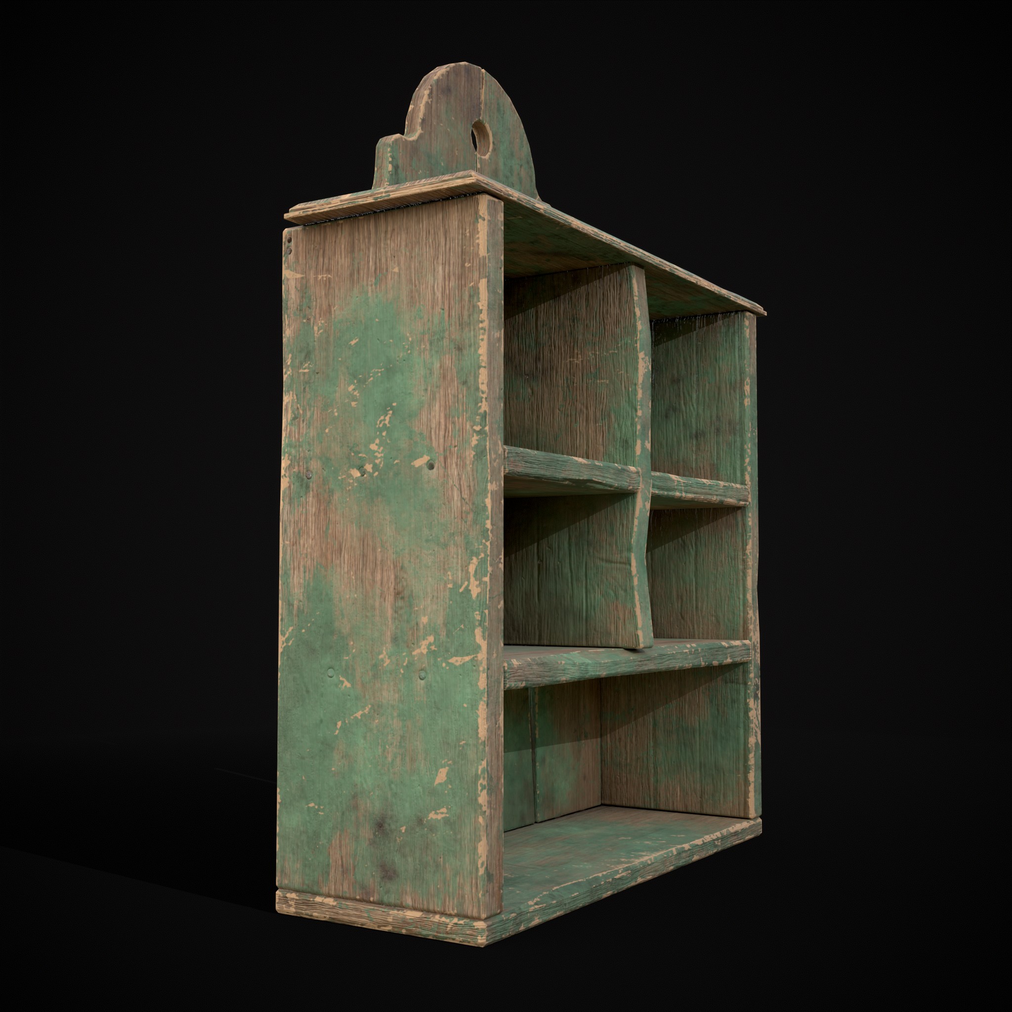 Rustic Green Painted Wooden Shelf - 3D Model by Get Dead Entertainment