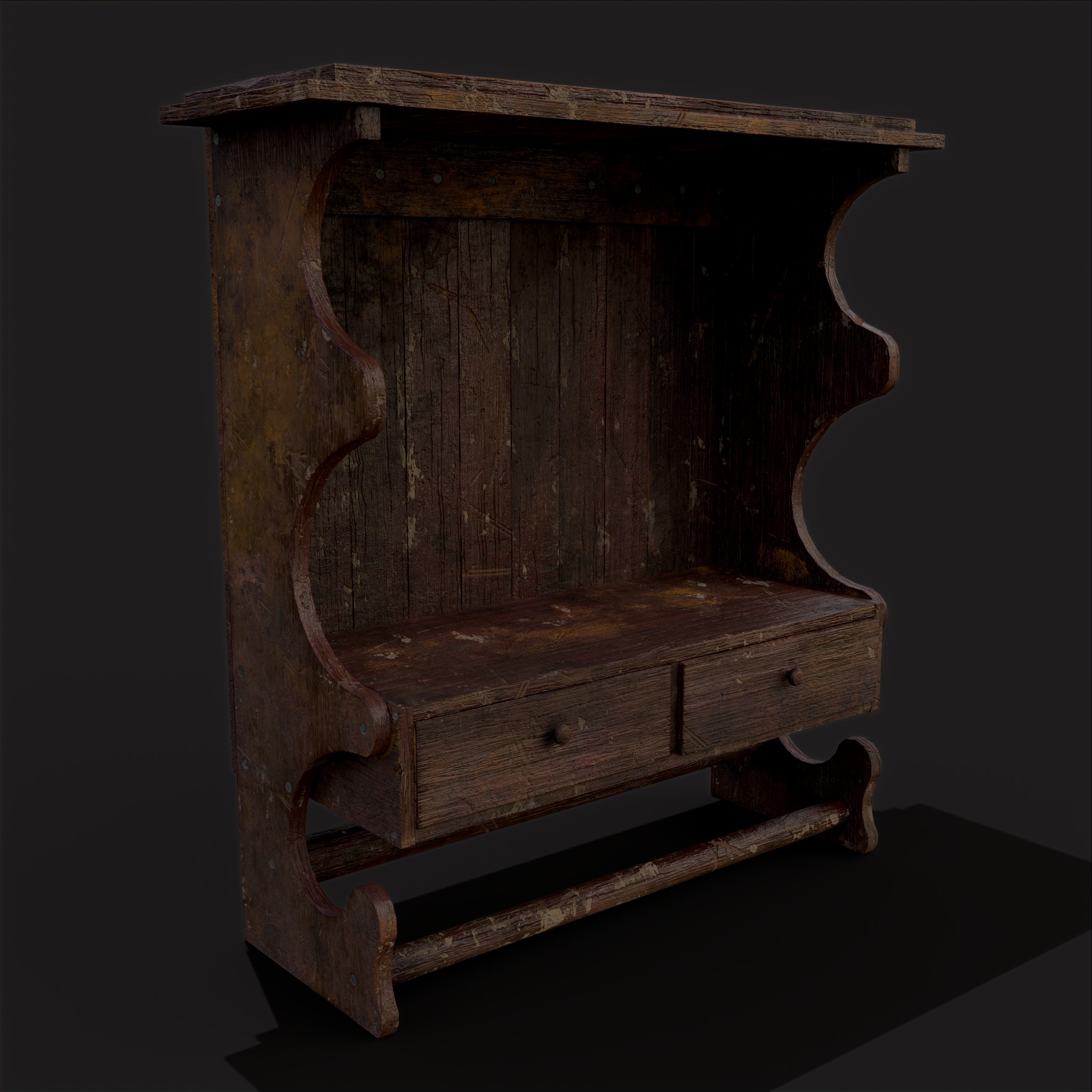 Rustic Hanging Shelf with Drawers - 3D Model by Get Dead Entertainment