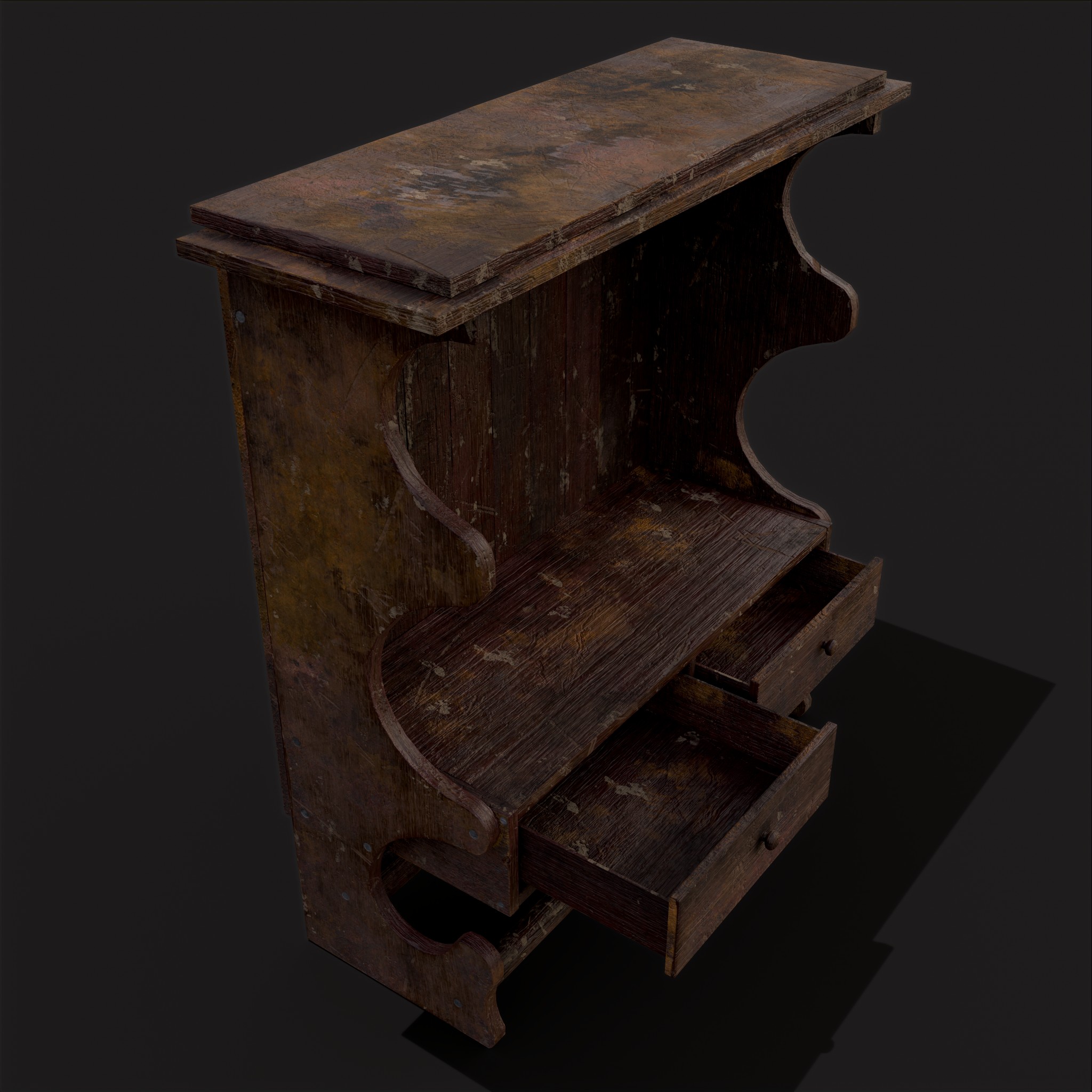 Rustic Hanging Shelf With Drawers - 3D Model by Get Dead Entertainment