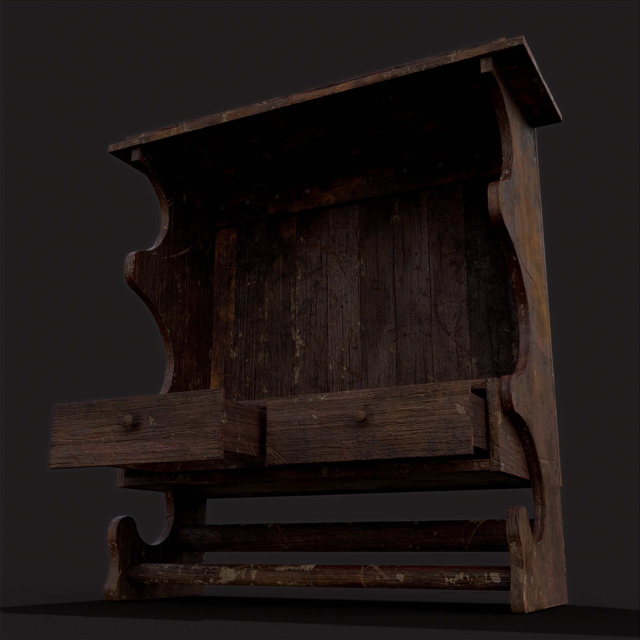 Rustic Hanging Shelf With Drawers - 3D Model by Get Dead Entertainment