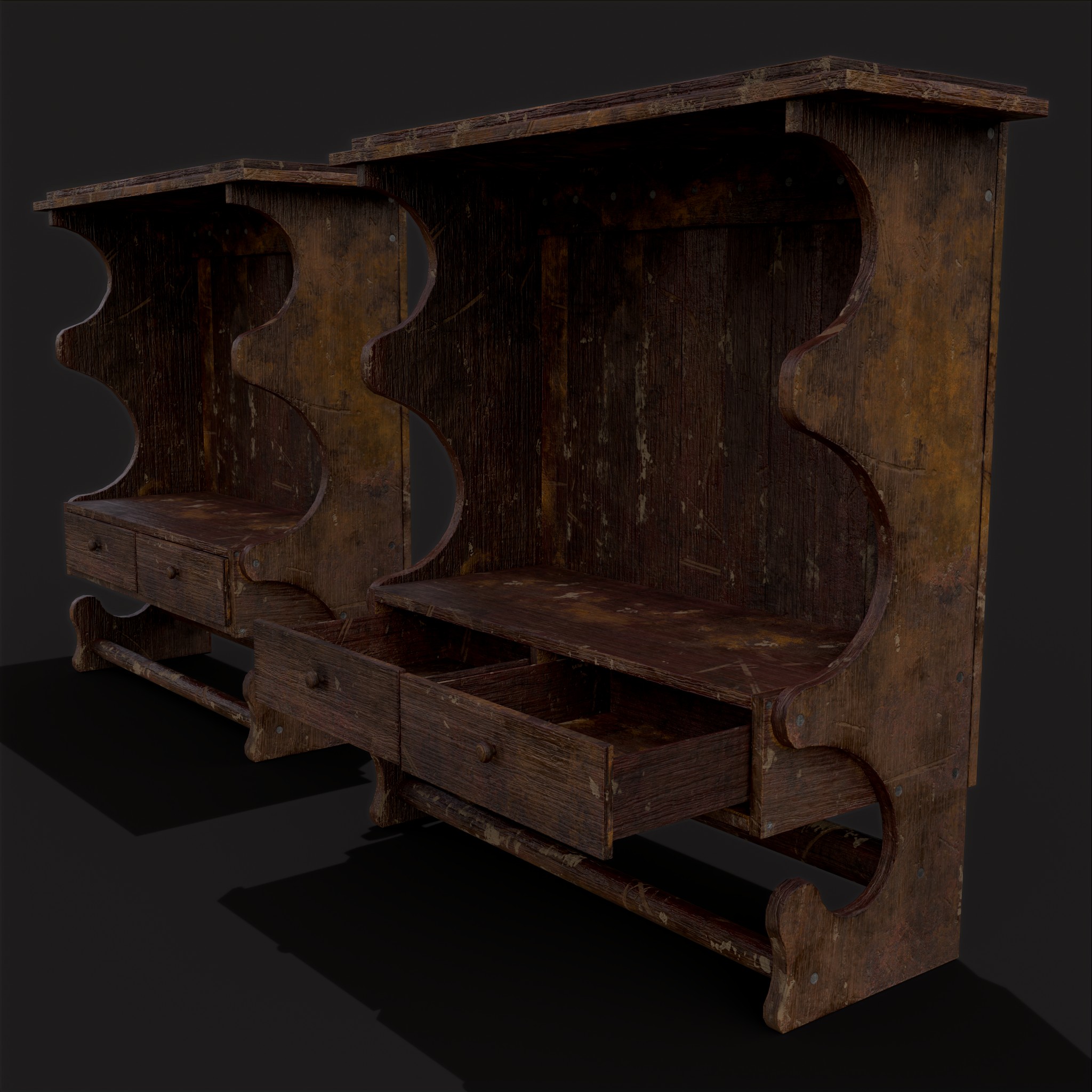 Rustic Hanging Shelf With Drawers - 3D Model by Get Dead Entertainment