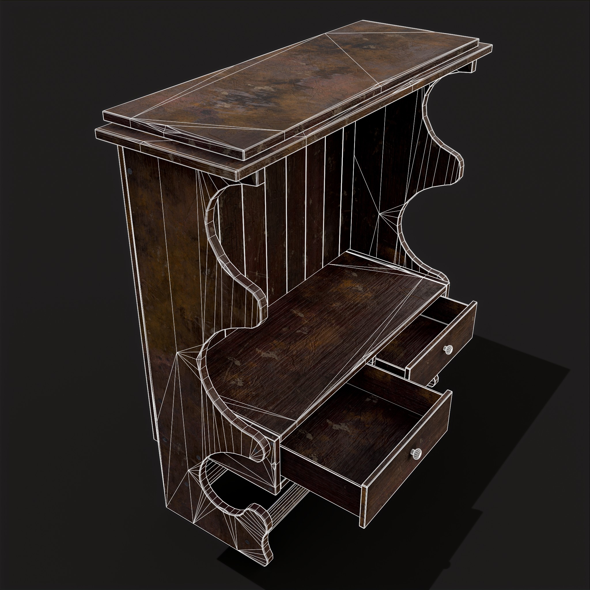 Rustic Hanging Shelf With Drawers - 3D Model by Get Dead Entertainment