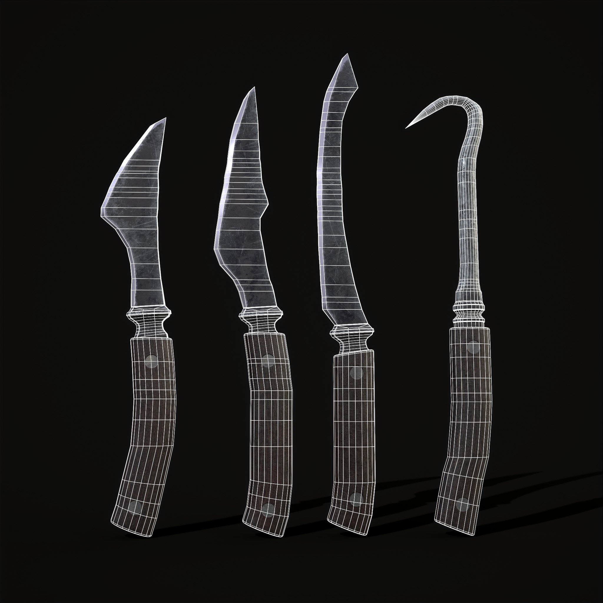 Rustic Medieval Flawed Knives - 3D Model by Get Dead Entertainment