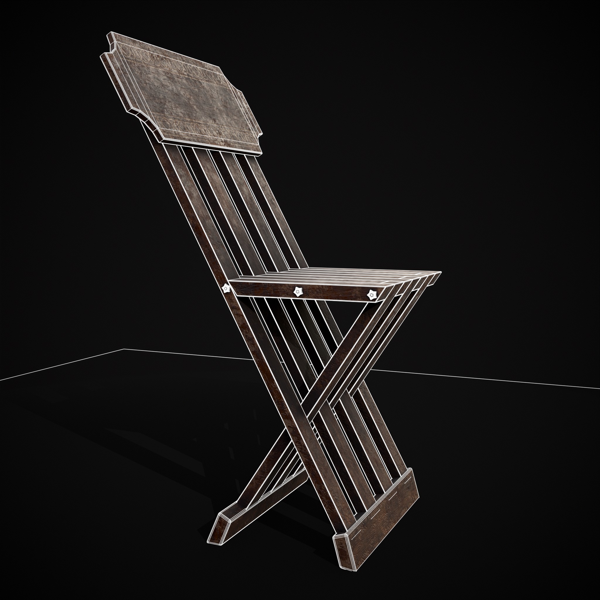 Rustic Medieval Folding Chair - 3D Model by Get Dead Entertainment
