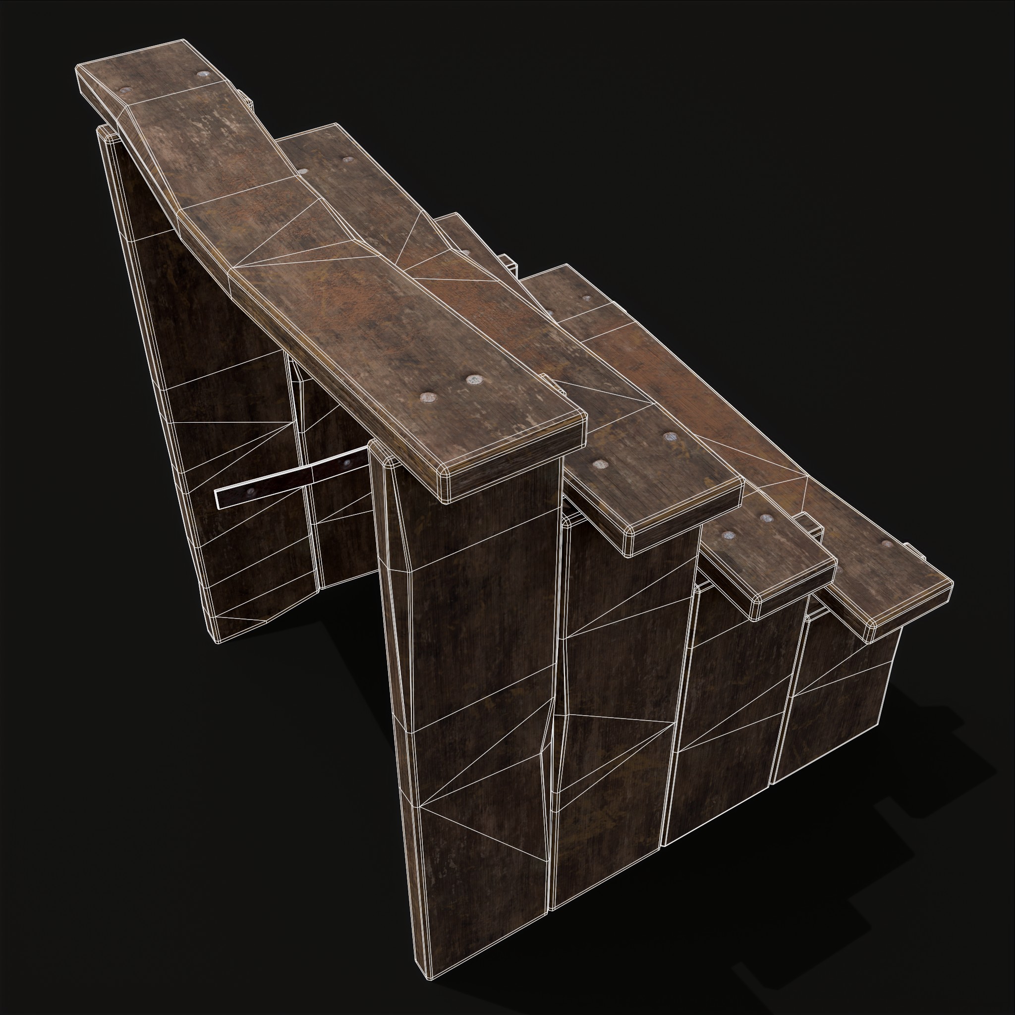 Rustic Medieval Four Step Foot Ladder - 3D Model by Get Dead Entertainment