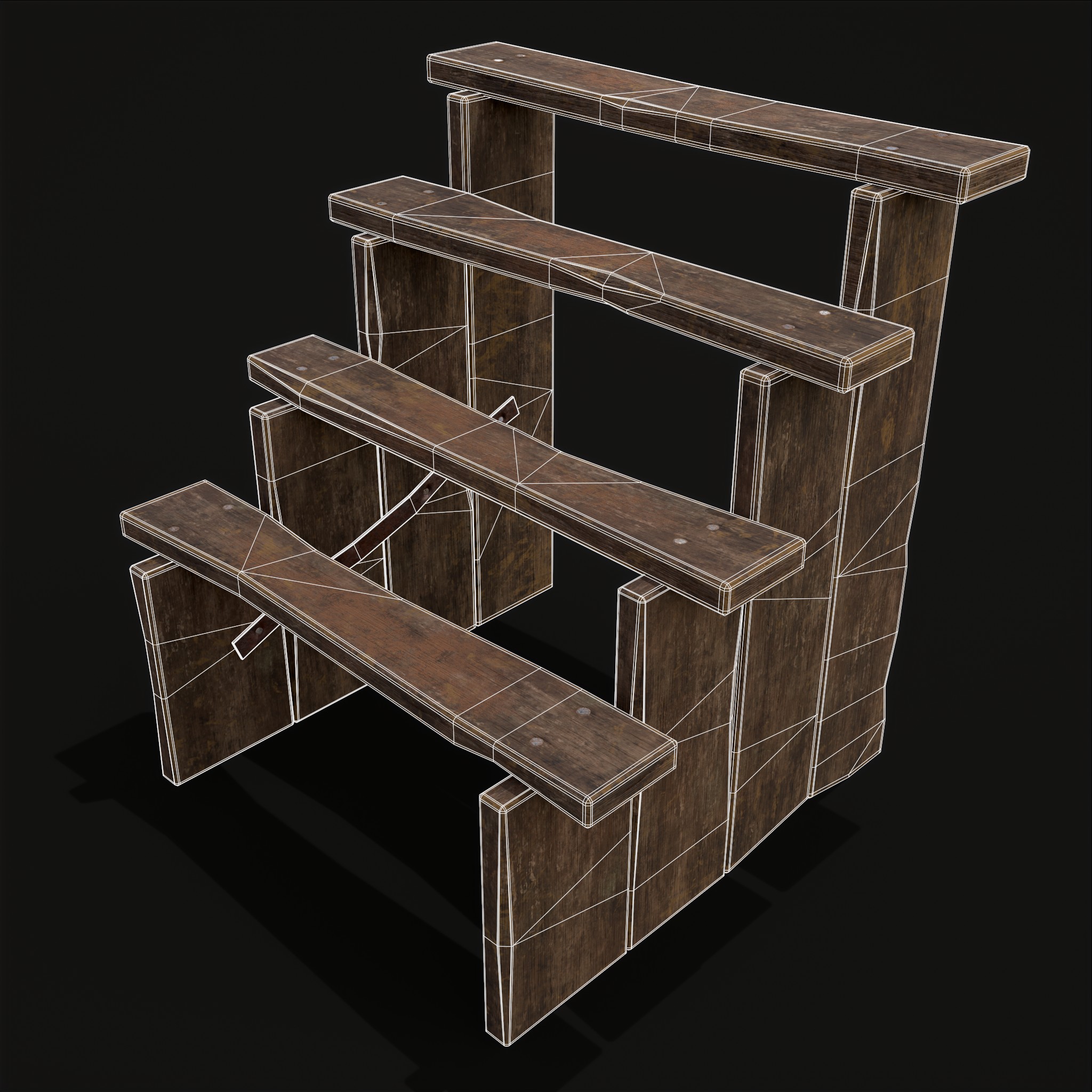 Rustic Medieval Four Step Foot Ladder - 3D Model by Get Dead Entertainment