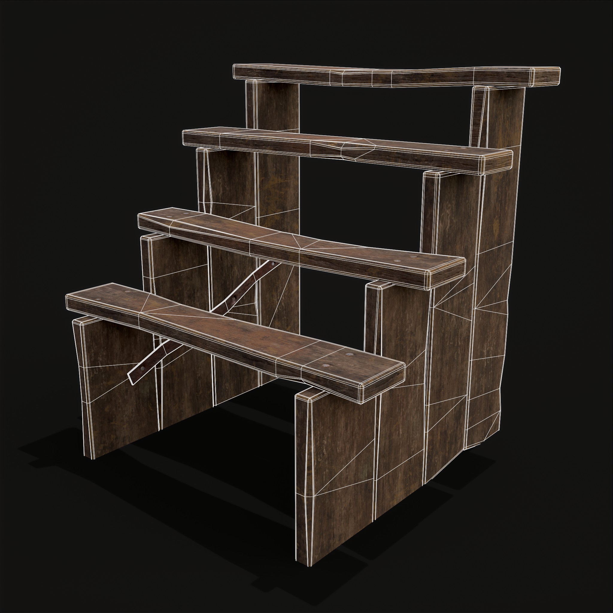 Rustic Medieval Four Step Foot Ladder - 3D Model by Get Dead Entertainment