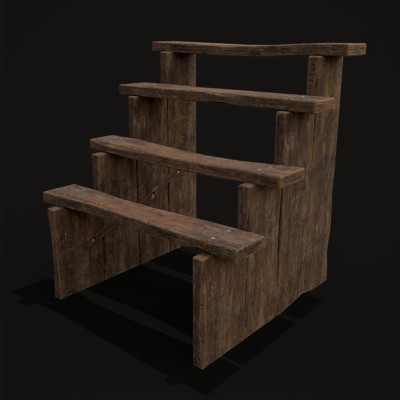 Rustic Medieval Four Step Foot Ladder - 3D Model by Get Dead Entertainment