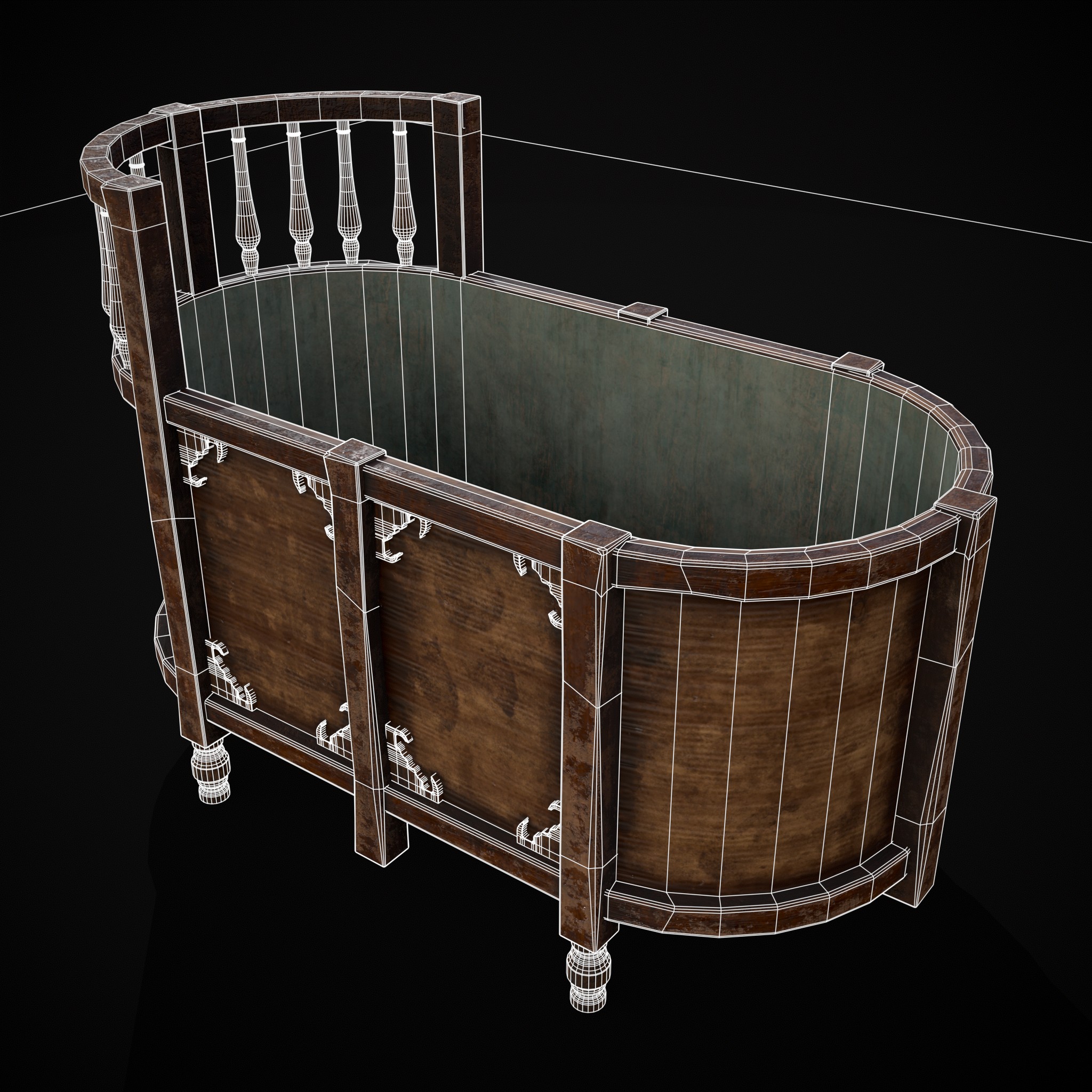 Rustic Medieval Wood Bathtub - 3D Model by Get Dead Entertainment