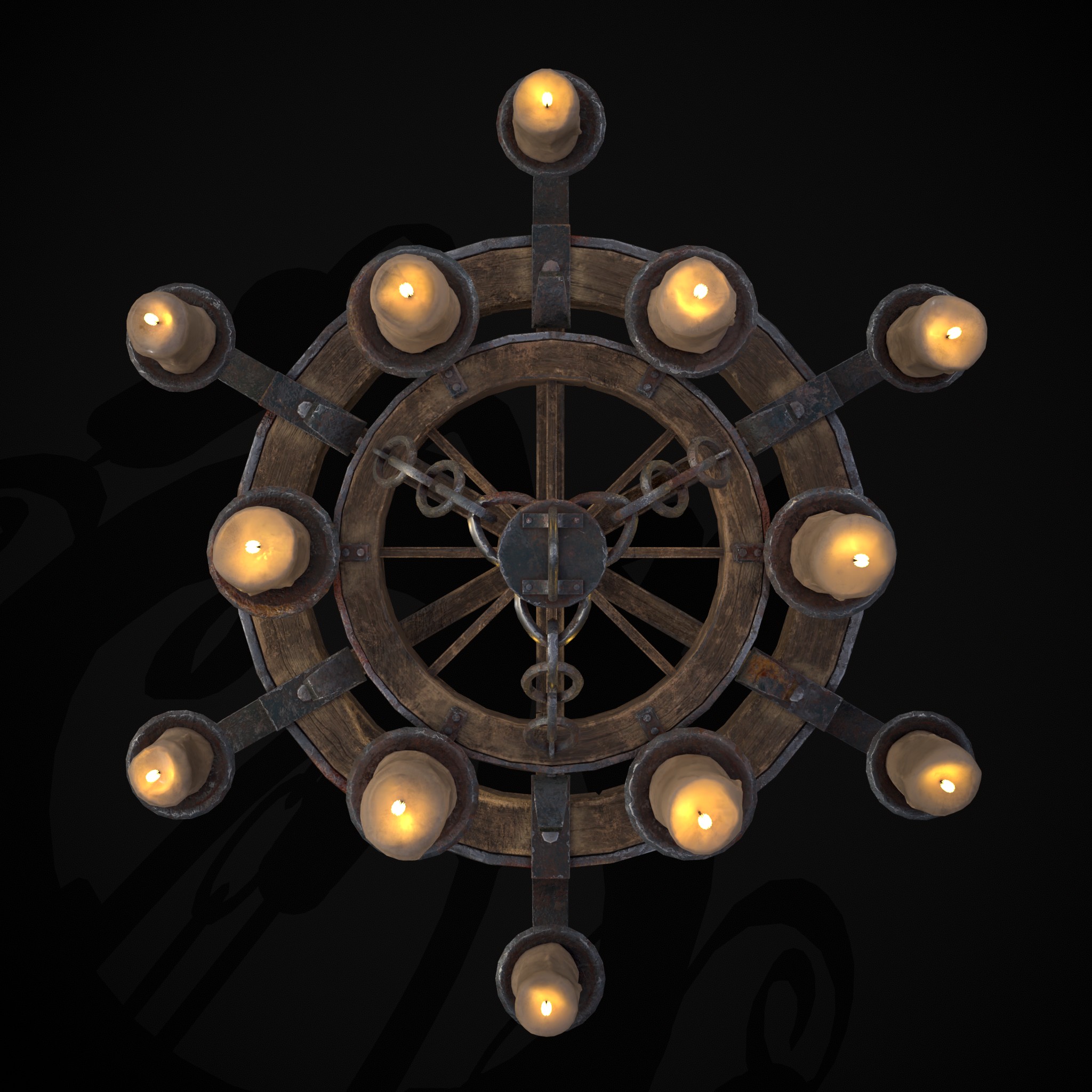 Rustic Medieval Wooden Candle Chandelier - 3D Model by Get Dead ...