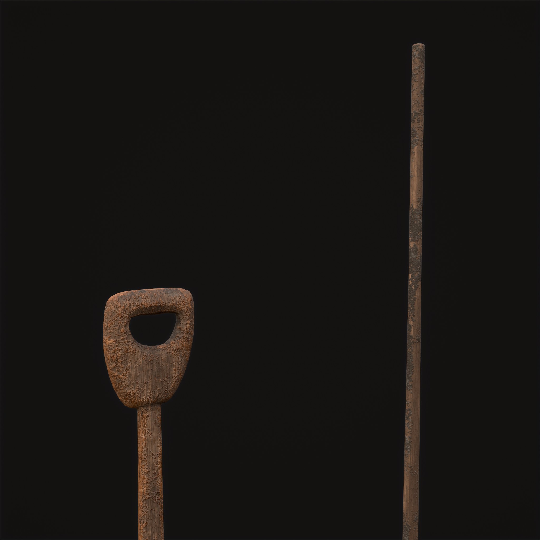 Rustic Medieval Wooden Shovel and Rake - 3D Model by Get Dead Entertainment