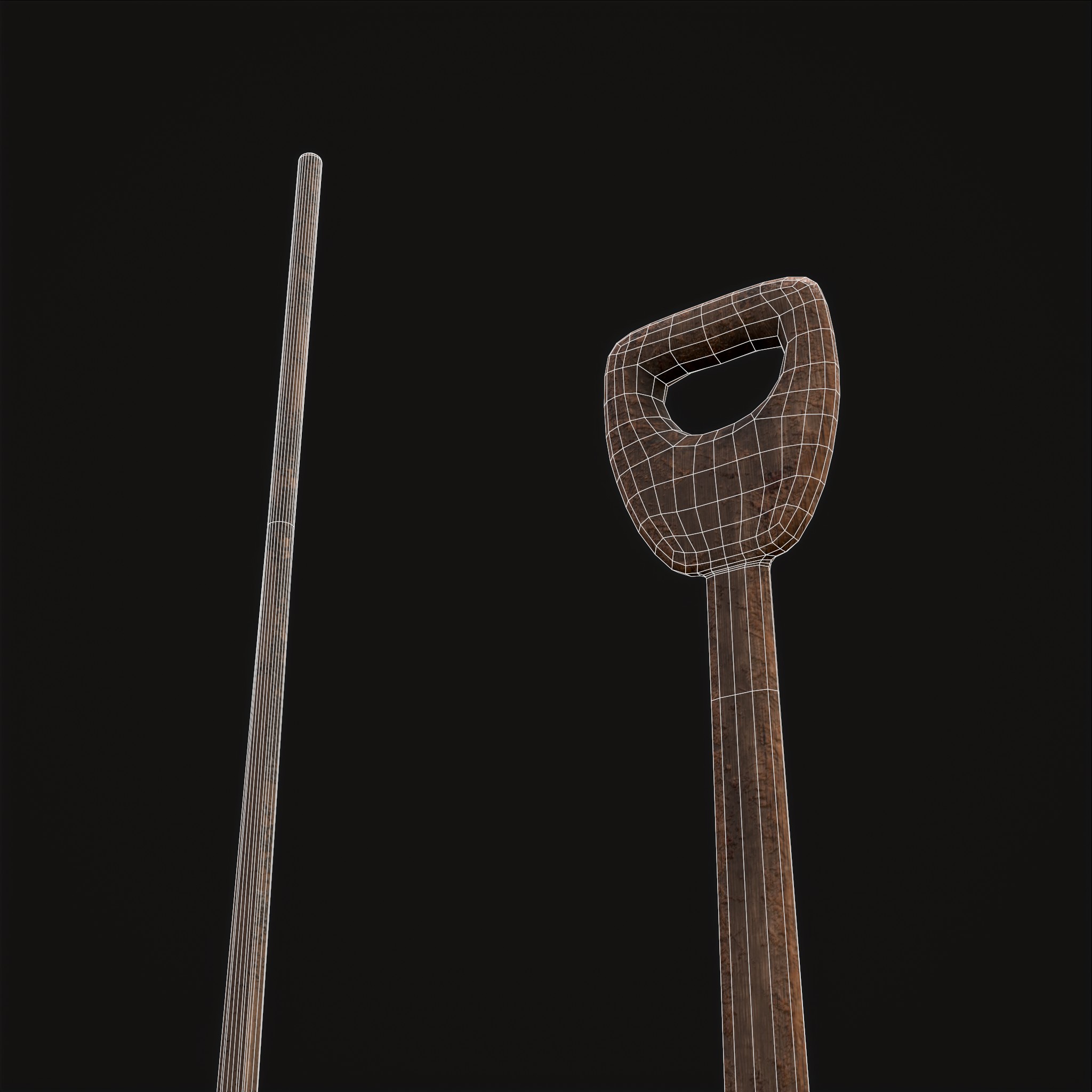 Rustic Medieval Wooden Shovel and Rake - 3D Model by Get Dead Entertainment