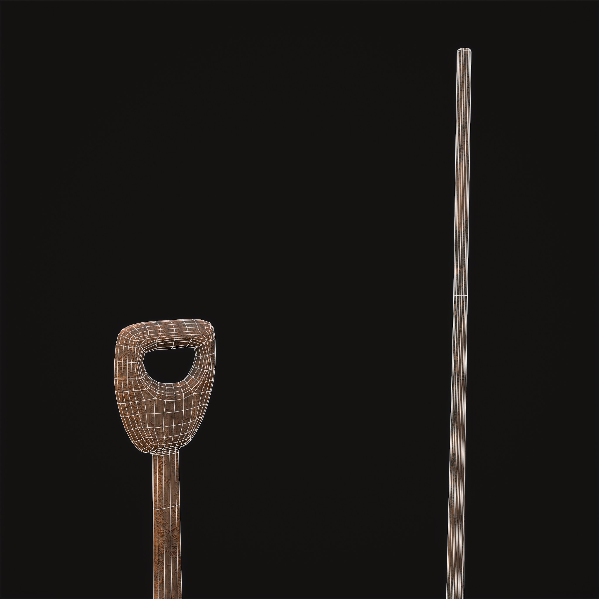 Rustic Medieval Wooden Shovel and Rake - 3D Model by Get Dead Entertainment