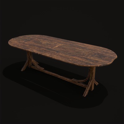 Rustic Medieval Wooden Tavern Table - 3D Model by Get Dead Entertainment