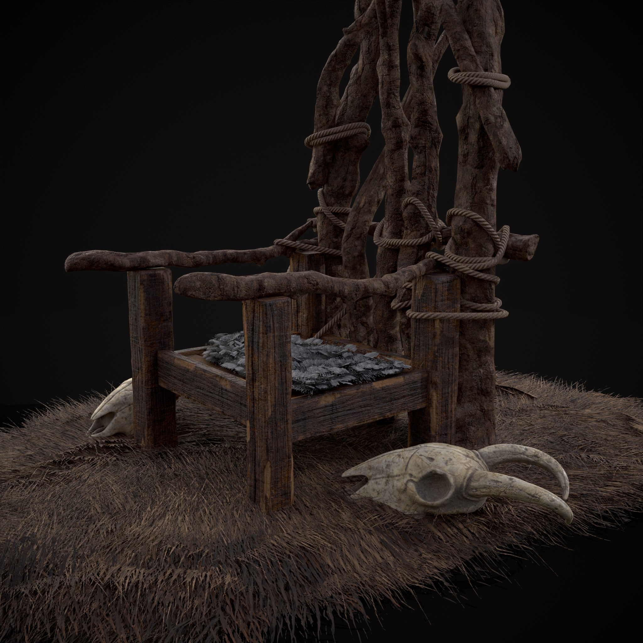 Rustic Medieval Wooden Throne - 3D Model by Get Dead Entertainment