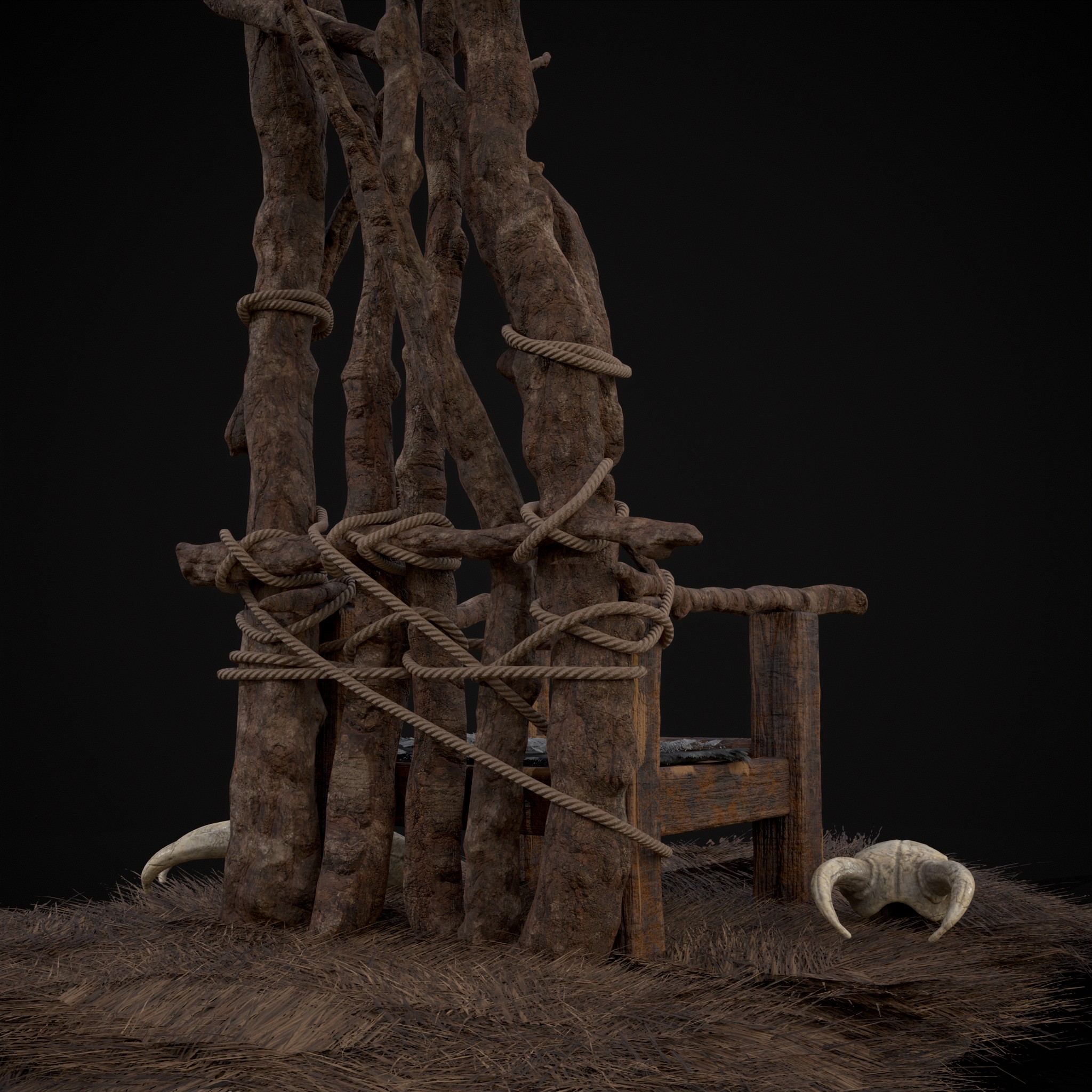 Rustic Medieval Wooden Throne - 3D Model by Get Dead Entertainment
