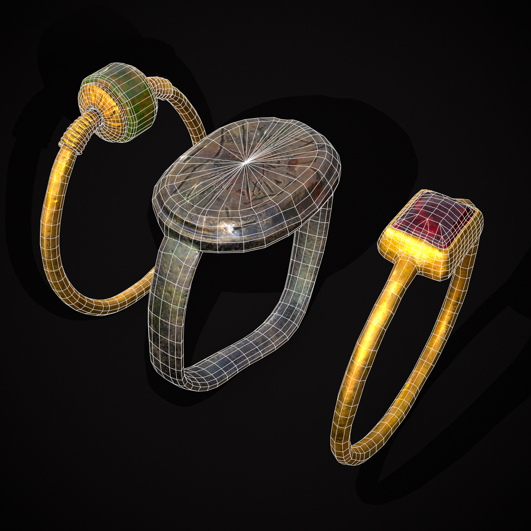 Rustic Ring Trio - 3D Model by Get Dead Entertainment