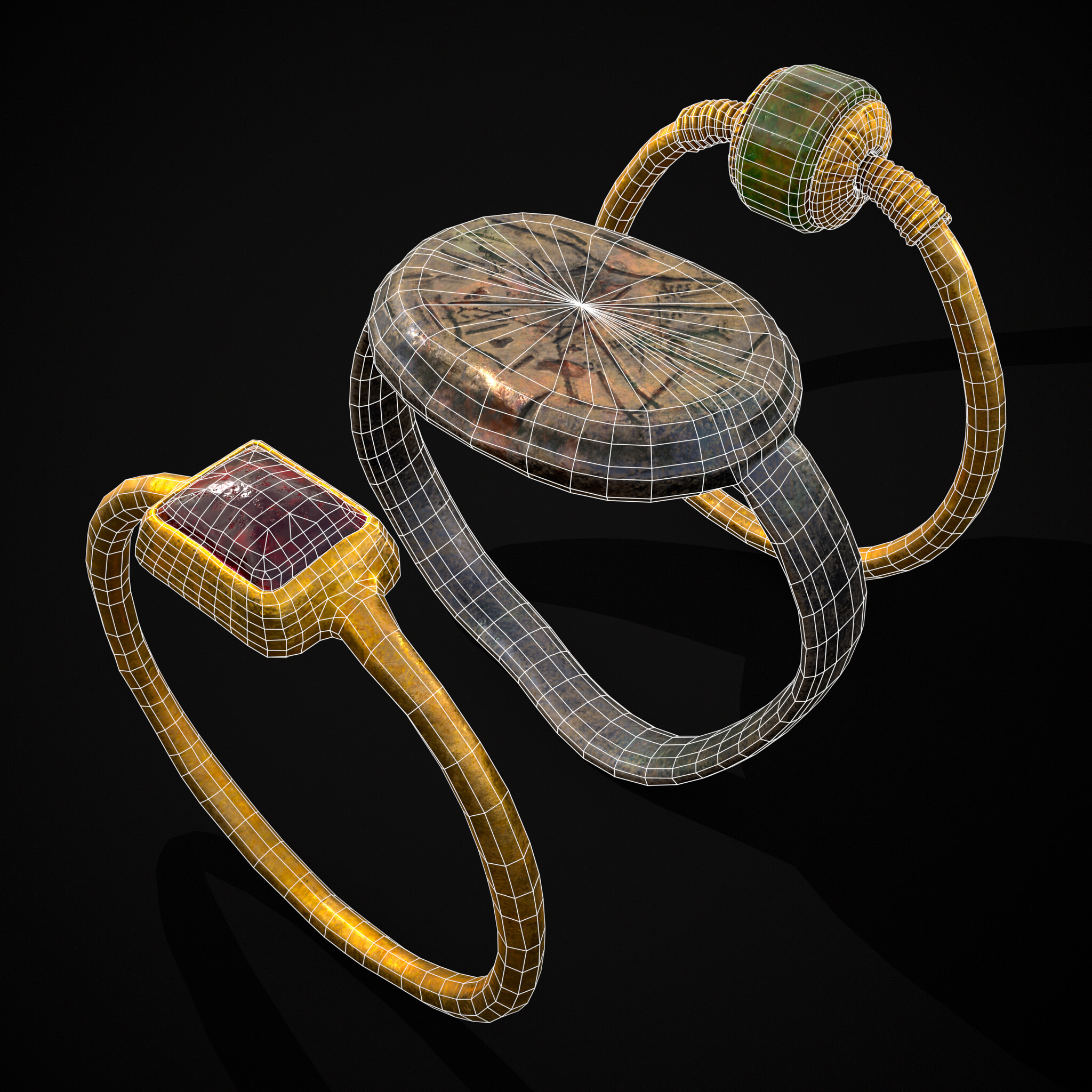 Rustic Ring Trio - 3D Model by Get Dead Entertainment