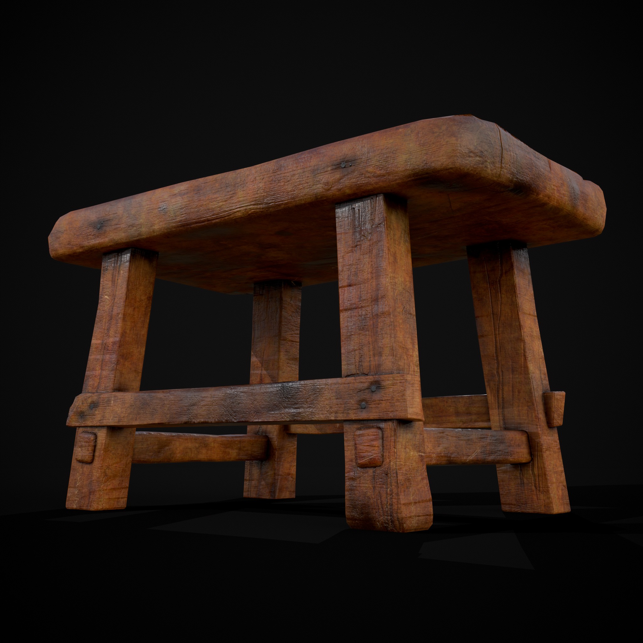 Rustic Varnished Cracked Stool - 3D Model by Get Dead Entertainment