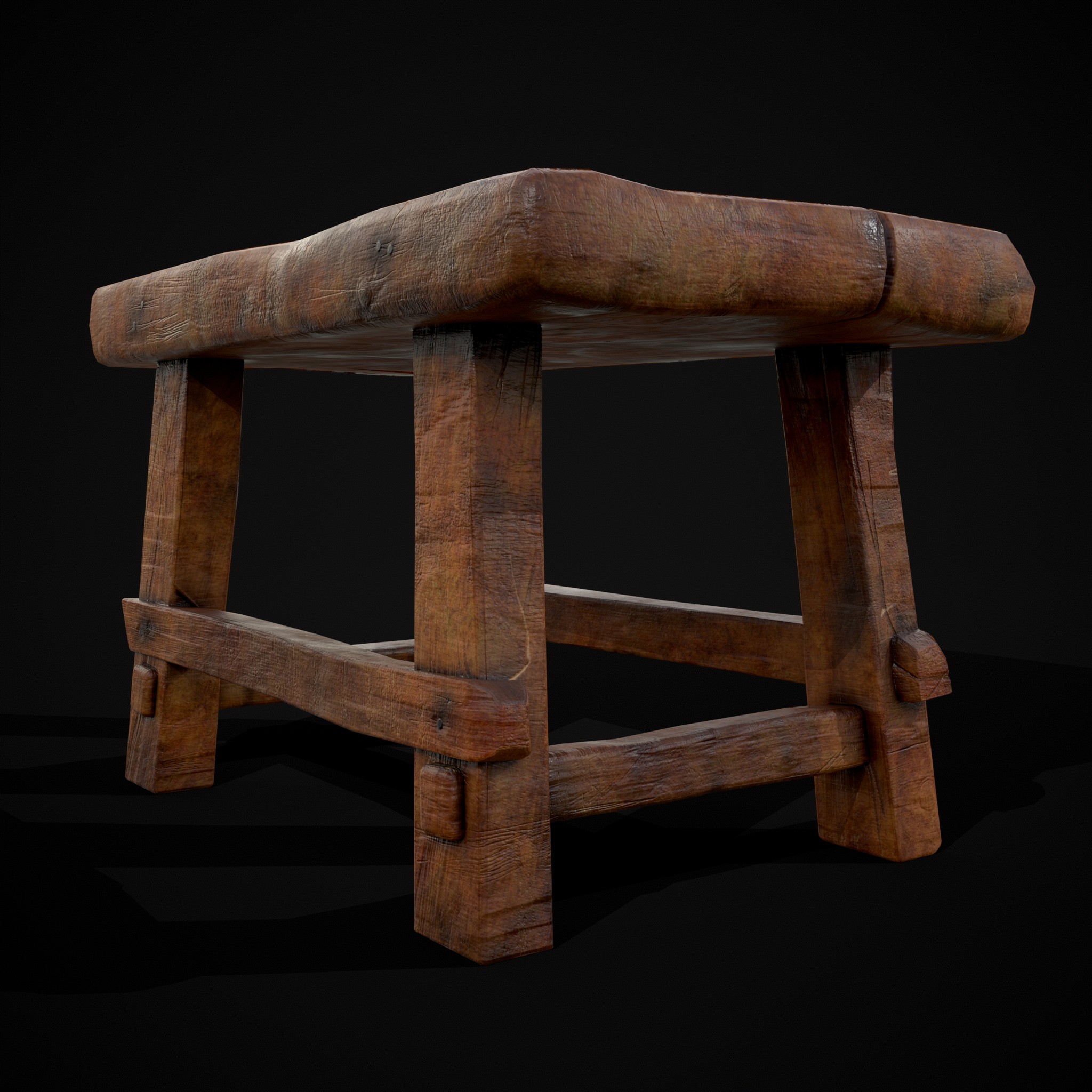 Rustic Varnished Cracked Stool - 3D Model by Get Dead Entertainment