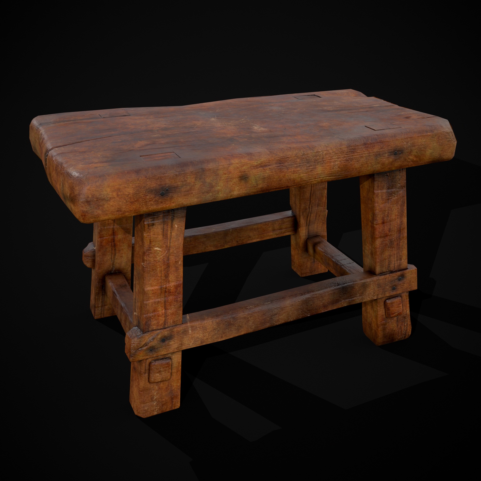 Rustic Varnished Cracked Stool - 3D Model by Get Dead Entertainment