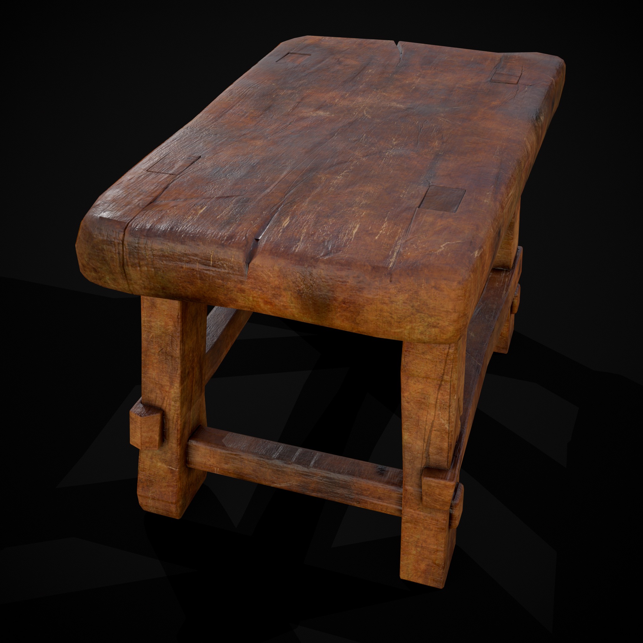 Rustic Varnished Cracked Stool - 3D Model by Get Dead Entertainment