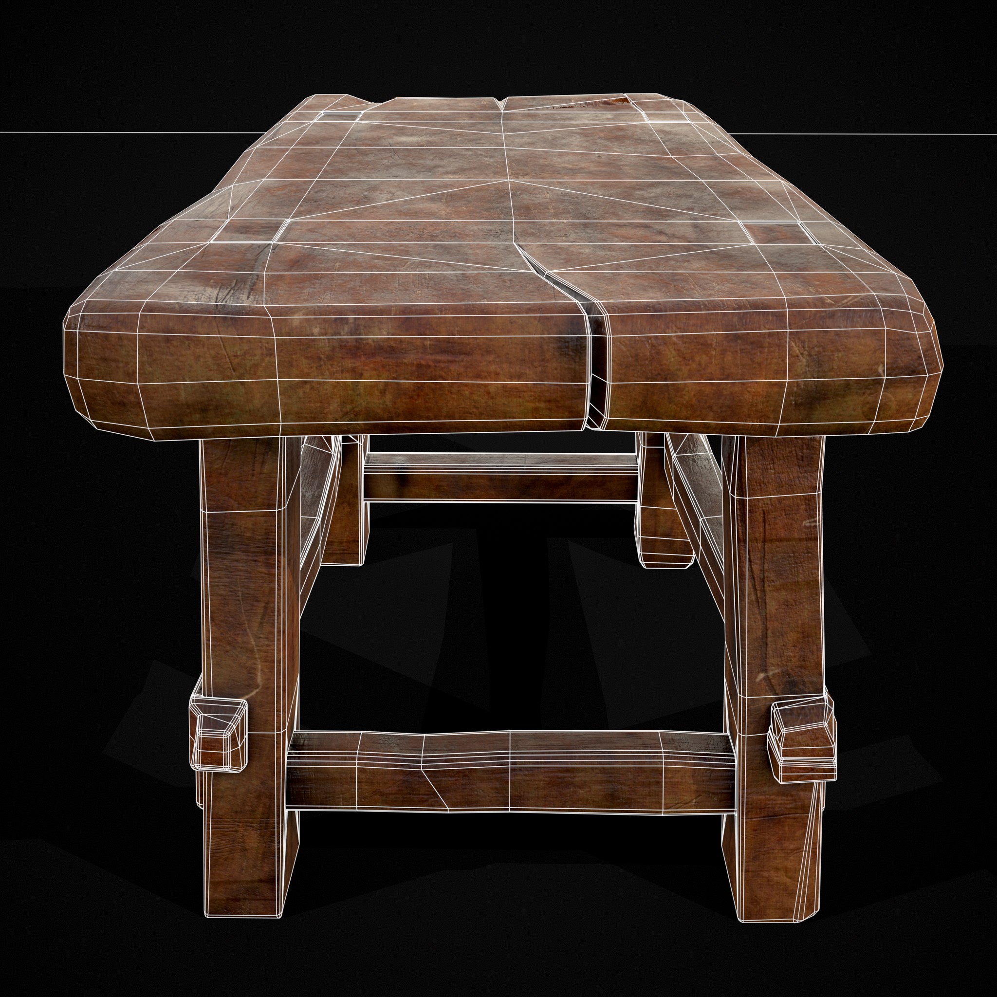 Rustic Varnished Cracked Stool - 3D Model by Get Dead Entertainment