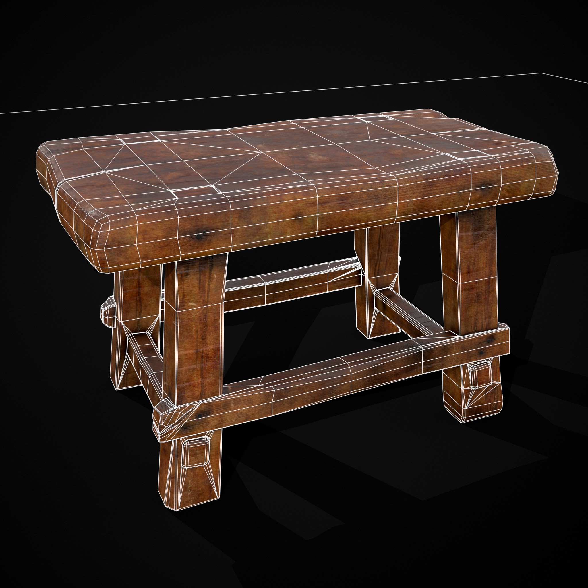 Rustic Varnished Cracked Stool - 3D Model by Get Dead Entertainment