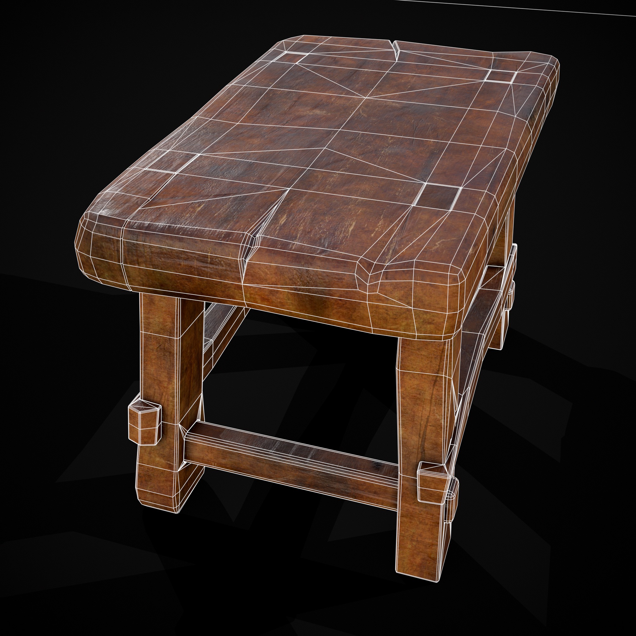 Rustic Varnished Cracked Stool - 3D Model by Get Dead Entertainment