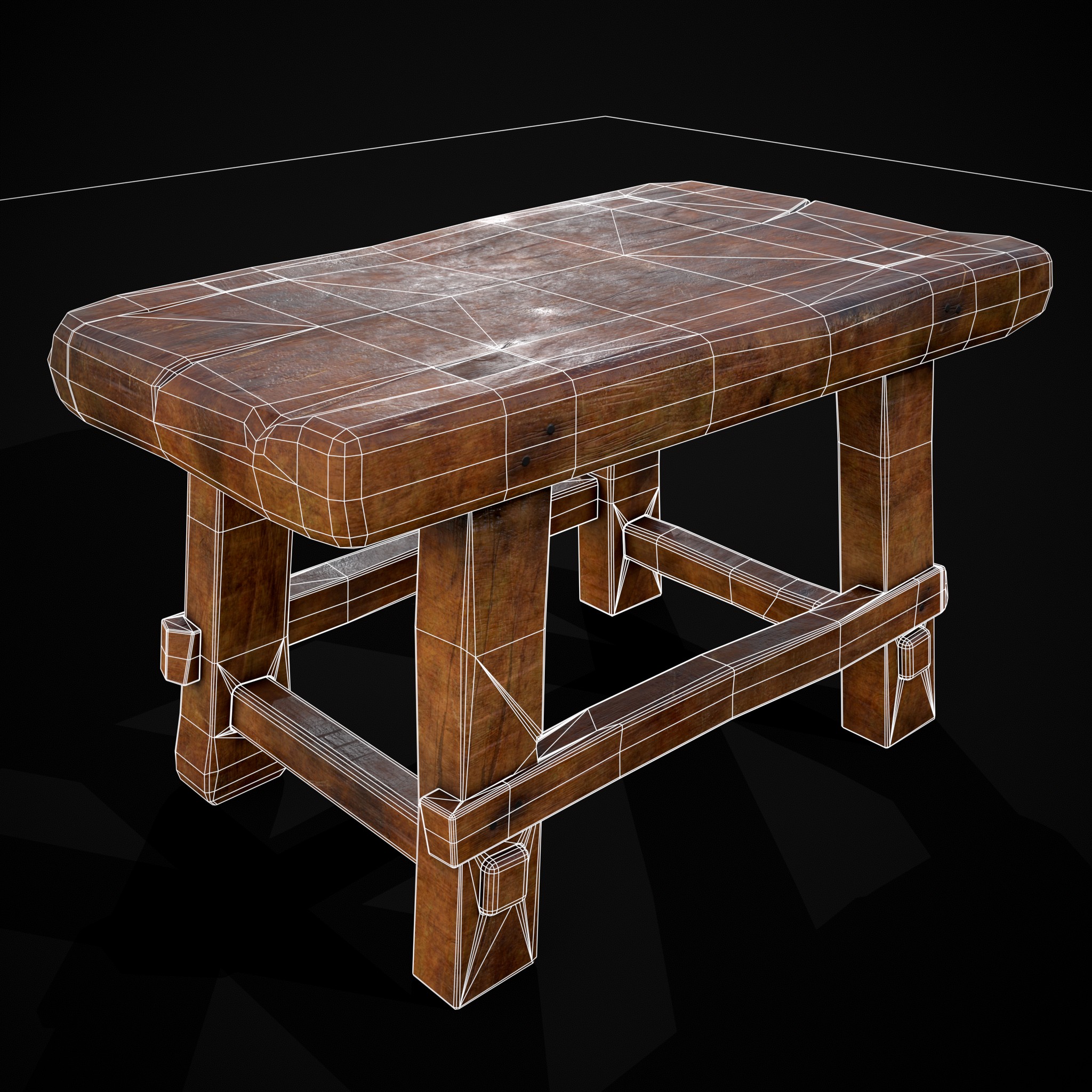 Rustic Varnished Cracked Stool - 3D Model by Get Dead Entertainment