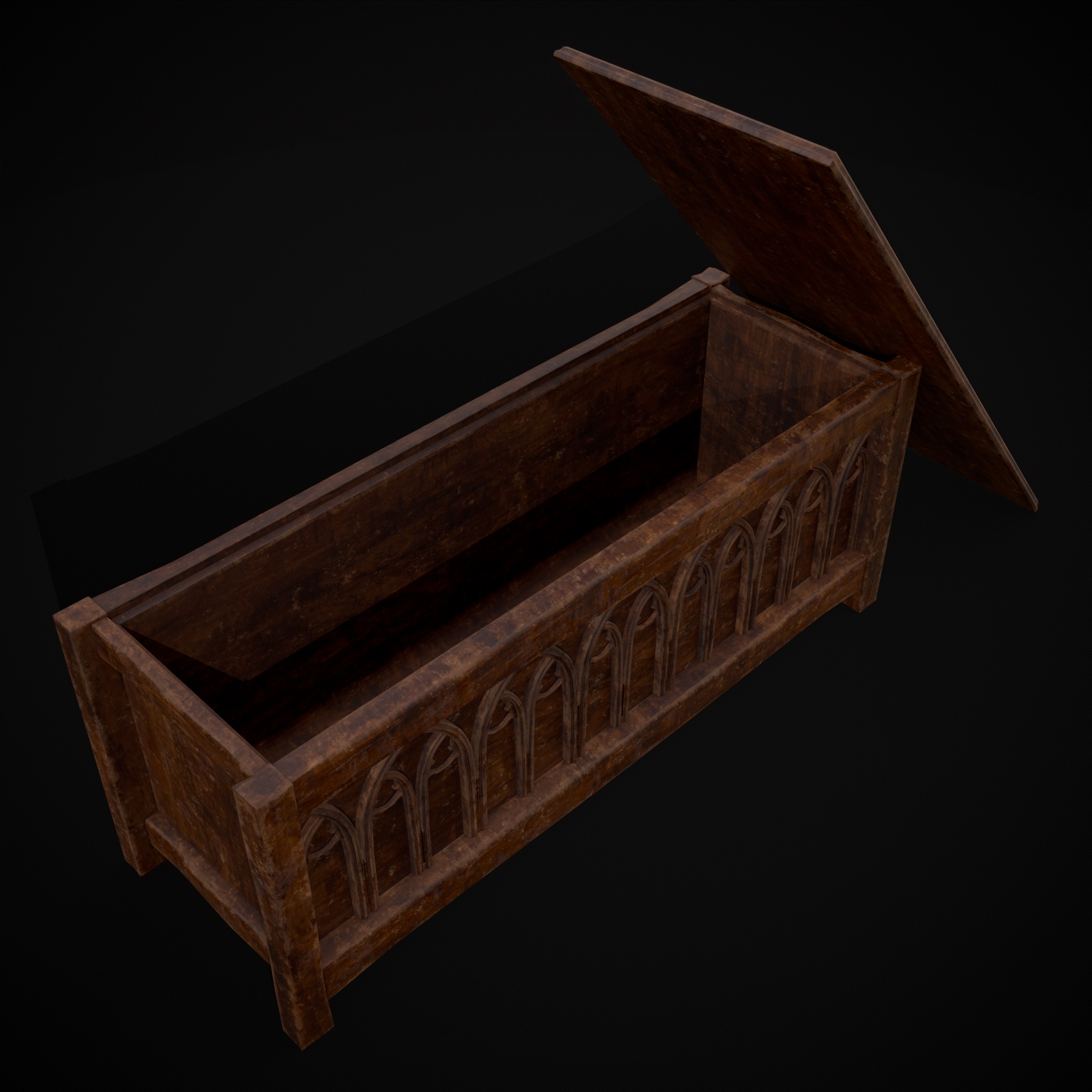 Rustic Wooden Bed End Storage Chest - 3D Model by Get Dead Entertainment