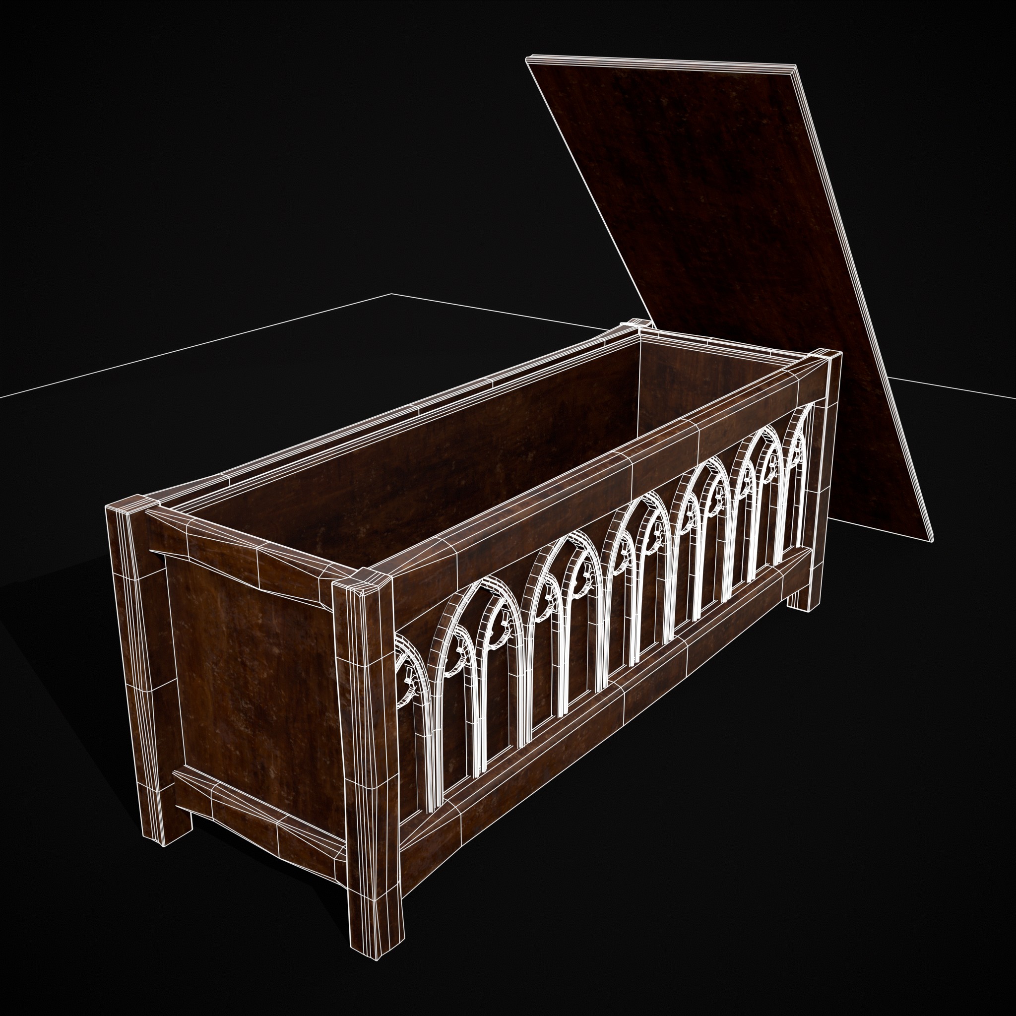 Rustic Wooden Bed End Storage Chest - 3D Model by Get Dead Entertainment