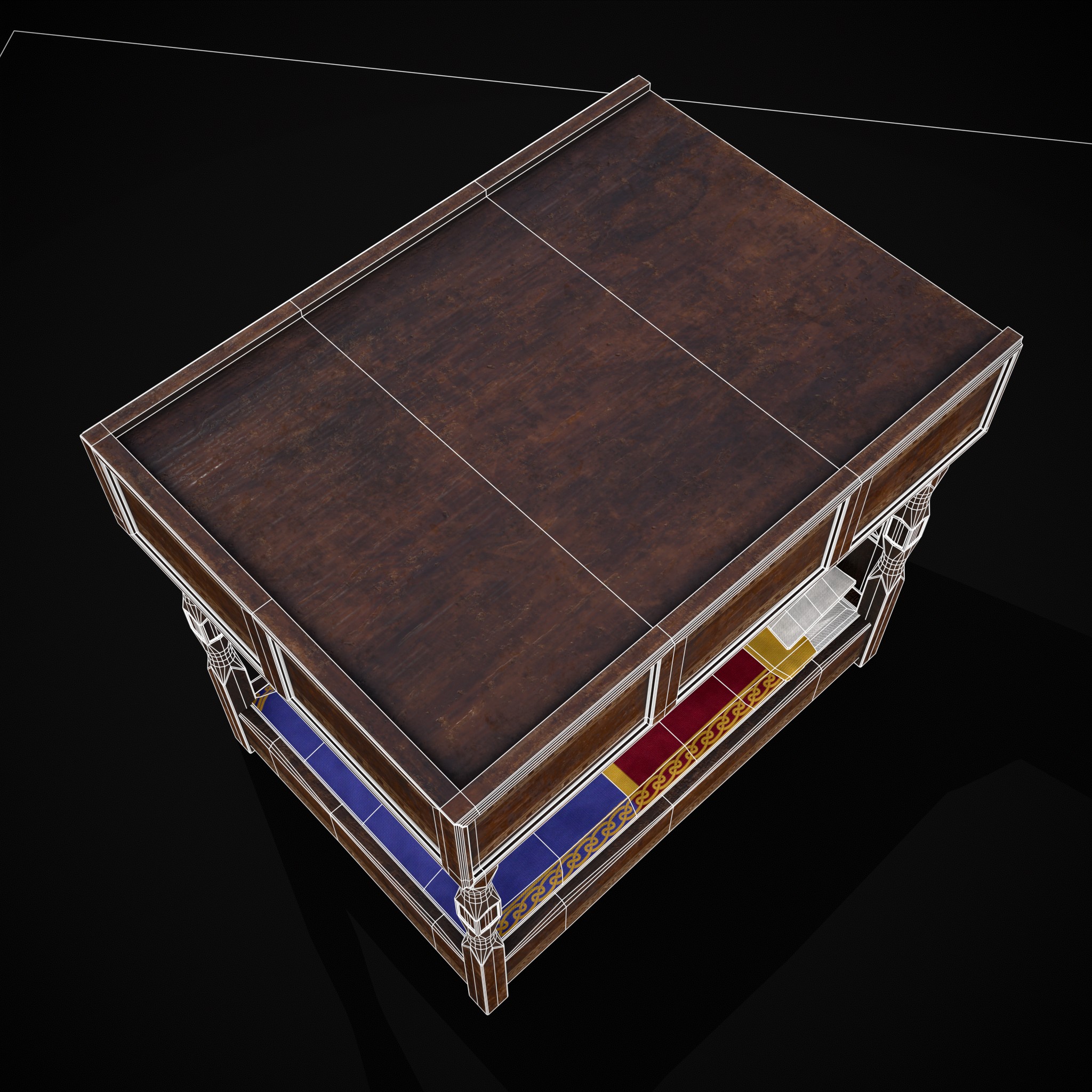 Rustic Wooden Bed with Red and Blue Blanket Package' - 3D Model by Get ...