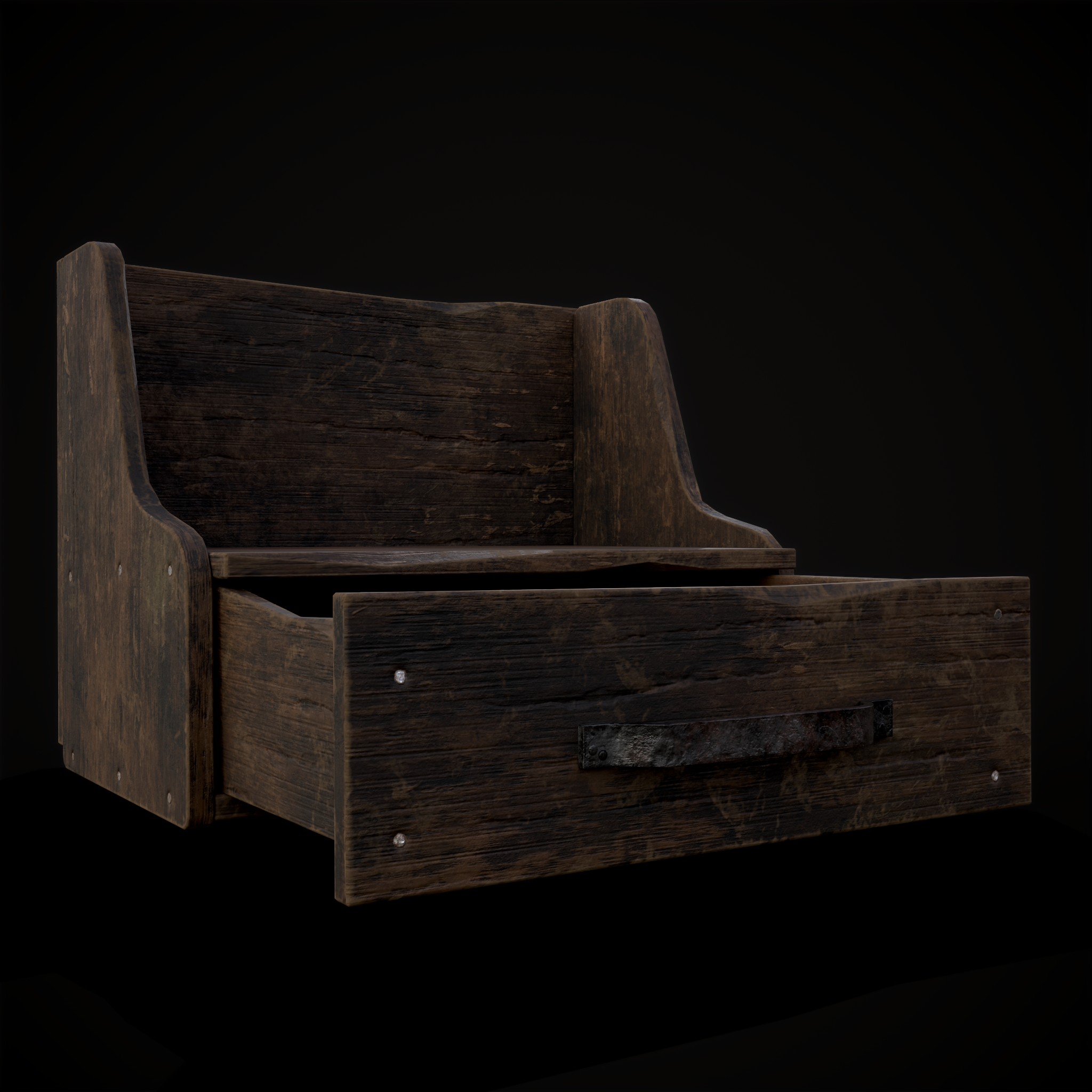 Rustic Wooden Bedside Tabletop Drawer - 3D Model by Get Dead Entertainment