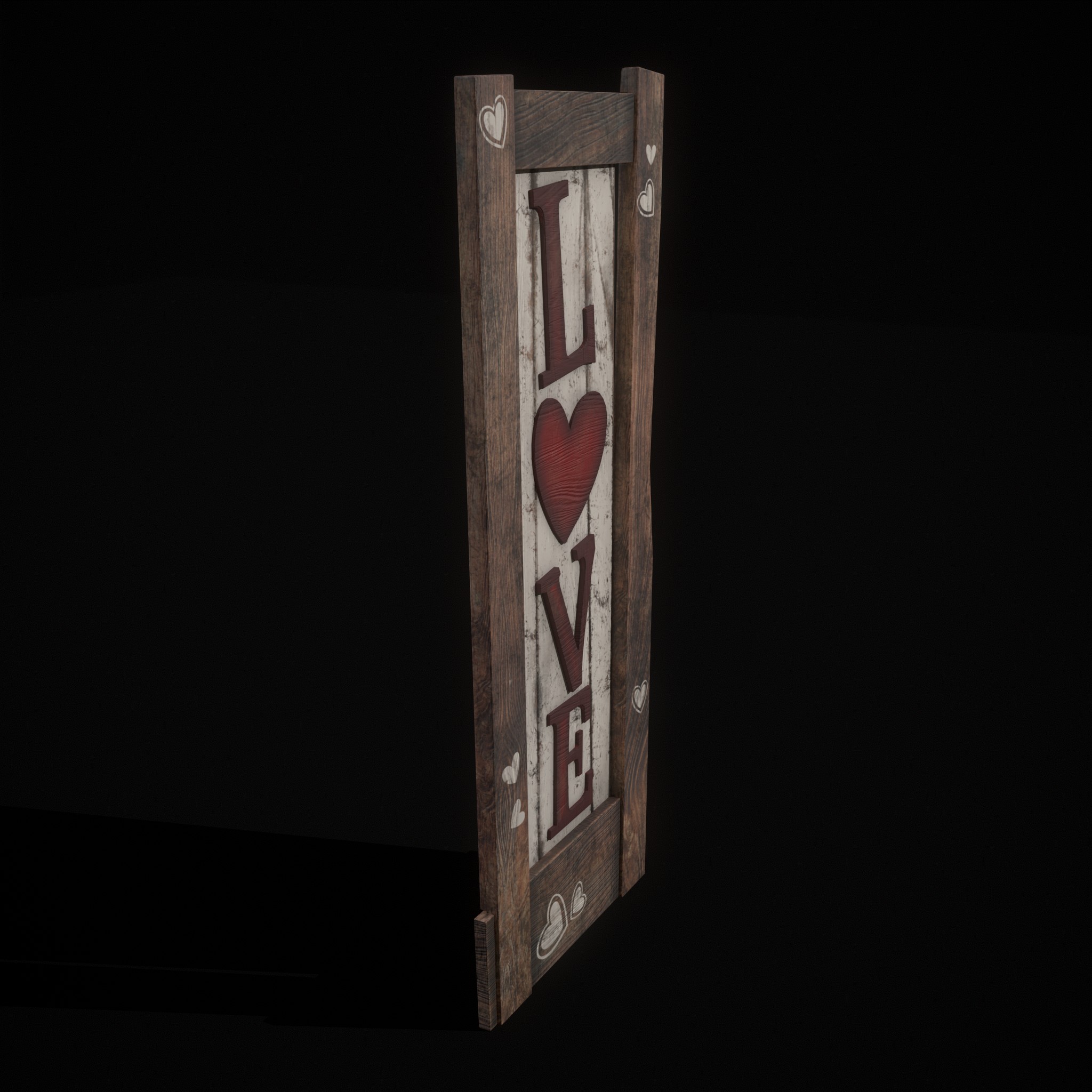 Rustic Wooden Love Sign With Hearts - 3D Model by Get Dead Entertainment