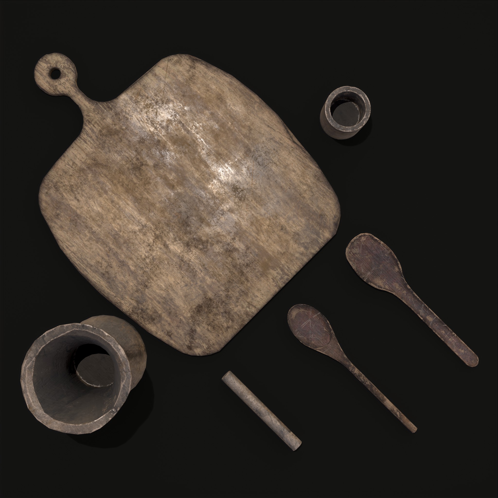 Rustic Wooden Medieval Cooking Set - 3D Model by Get Dead Entertainment