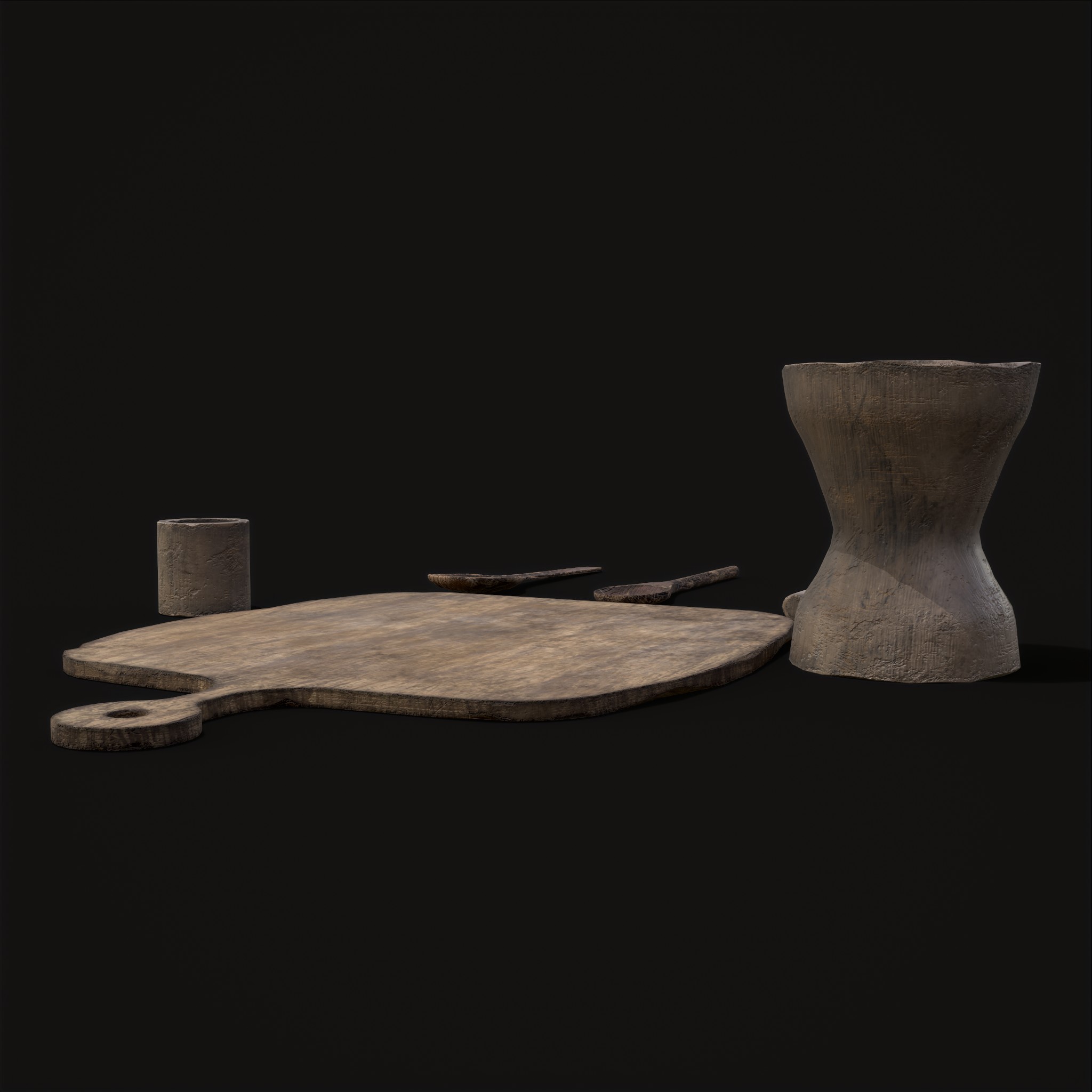 Rustic Wooden Medieval Cooking Set - 3D Model by Get Dead Entertainment