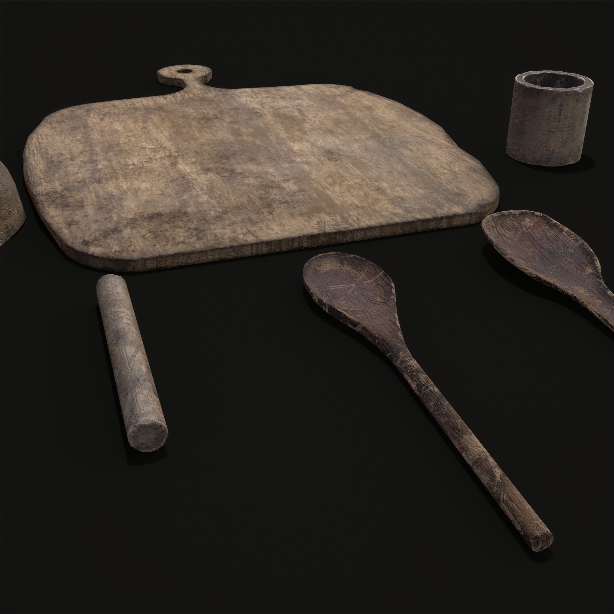Rustic Wooden Medieval Cooking Set - 3D Model by Get Dead Entertainment