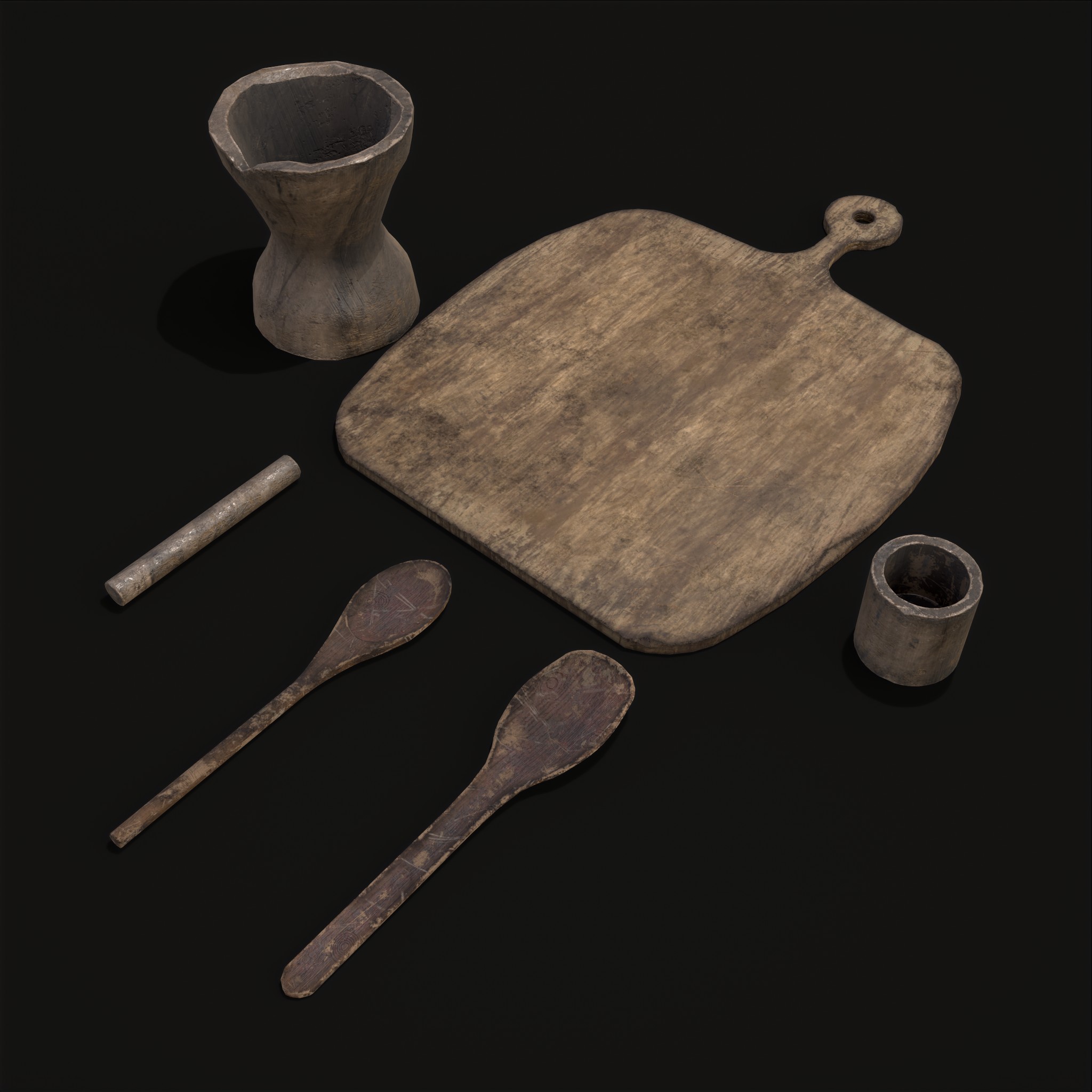 Rustic Wooden Medieval Cooking Set - 3D Model by Get Dead Entertainment