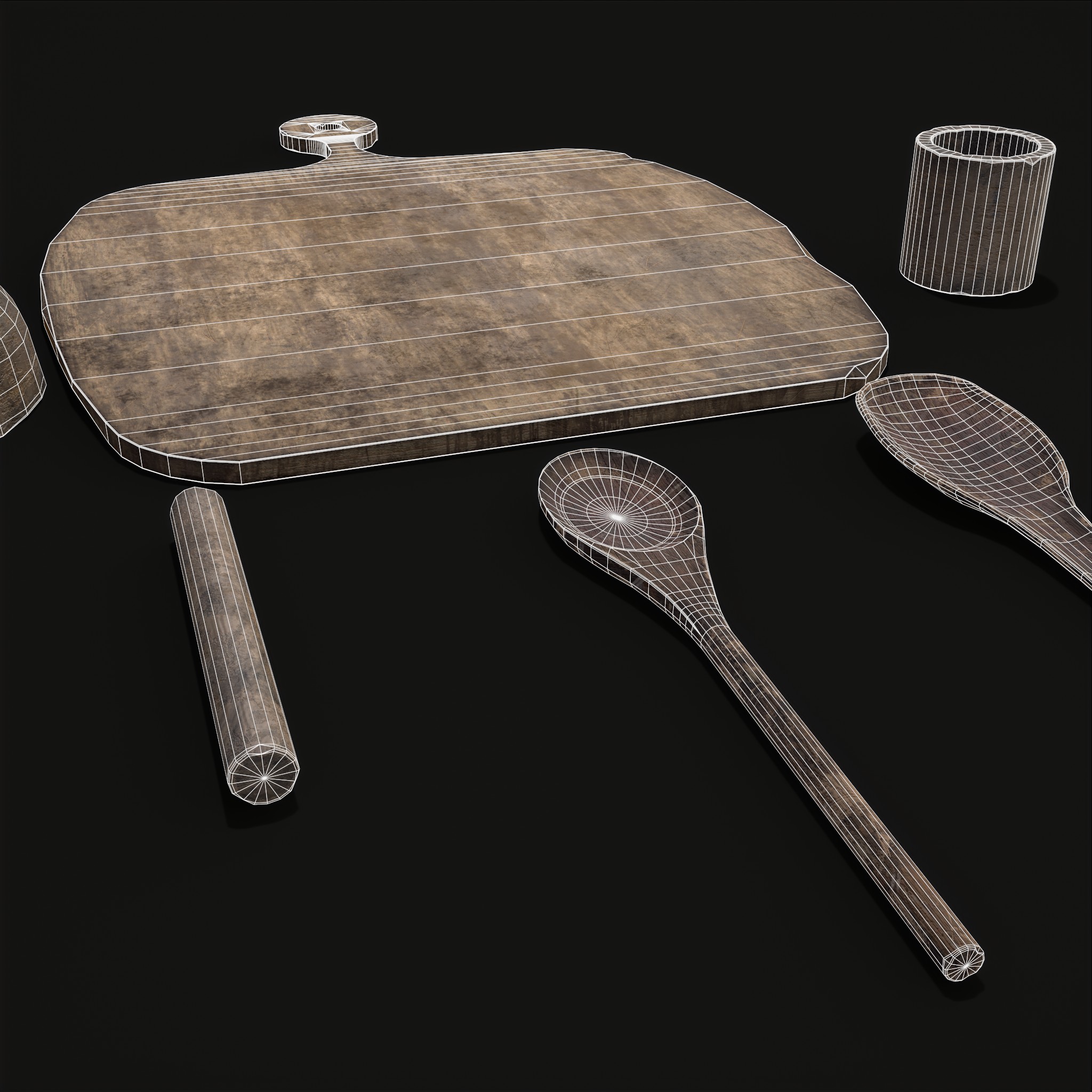 Rustic Wooden Medieval Cooking Set - 3D Model by Get Dead Entertainment