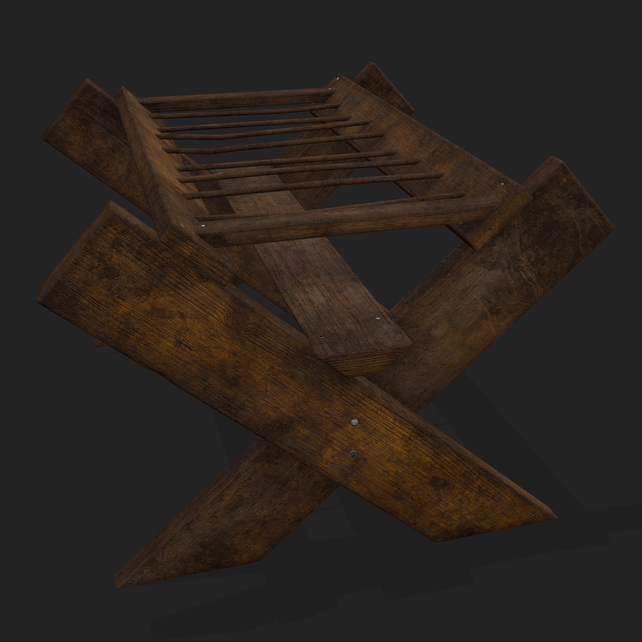 Rustic Wooden Medieval Dishes Rack - 3D Model by Get Dead Entertainment