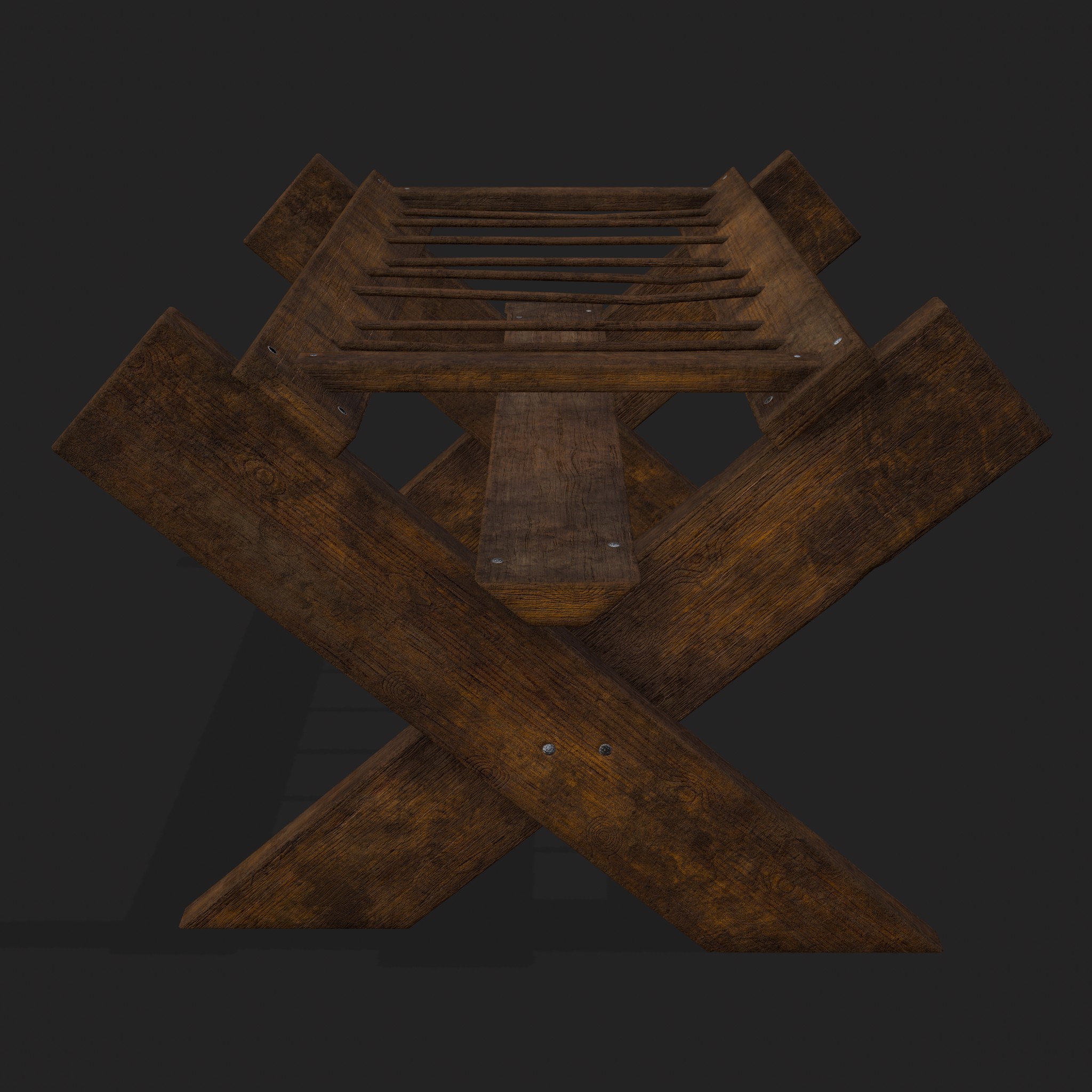 Rustic Wooden Medieval Dishes Rack - 3D Model by Get Dead Entertainment