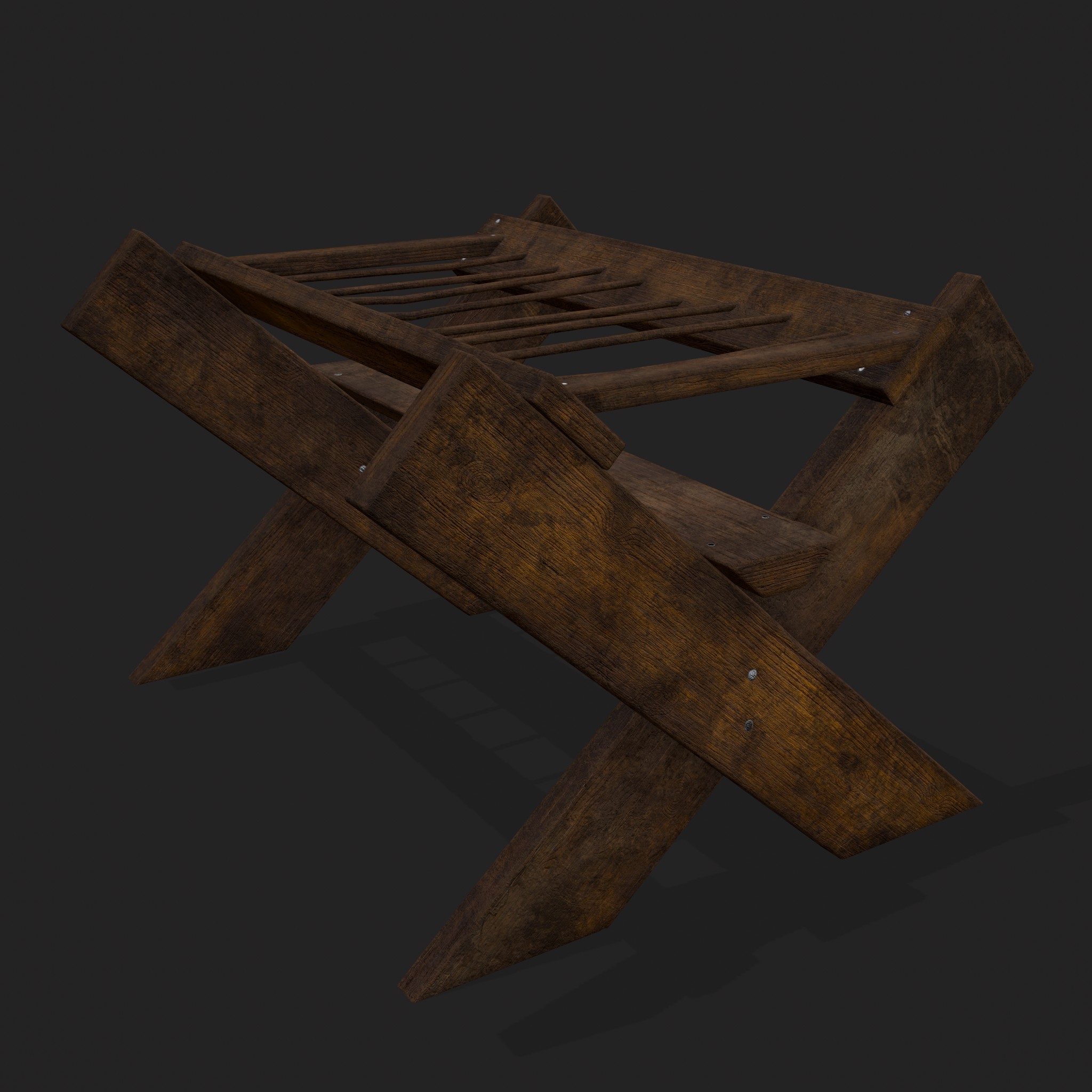 Rustic Wooden Medieval Dishes Rack - 3D Model by Get Dead Entertainment