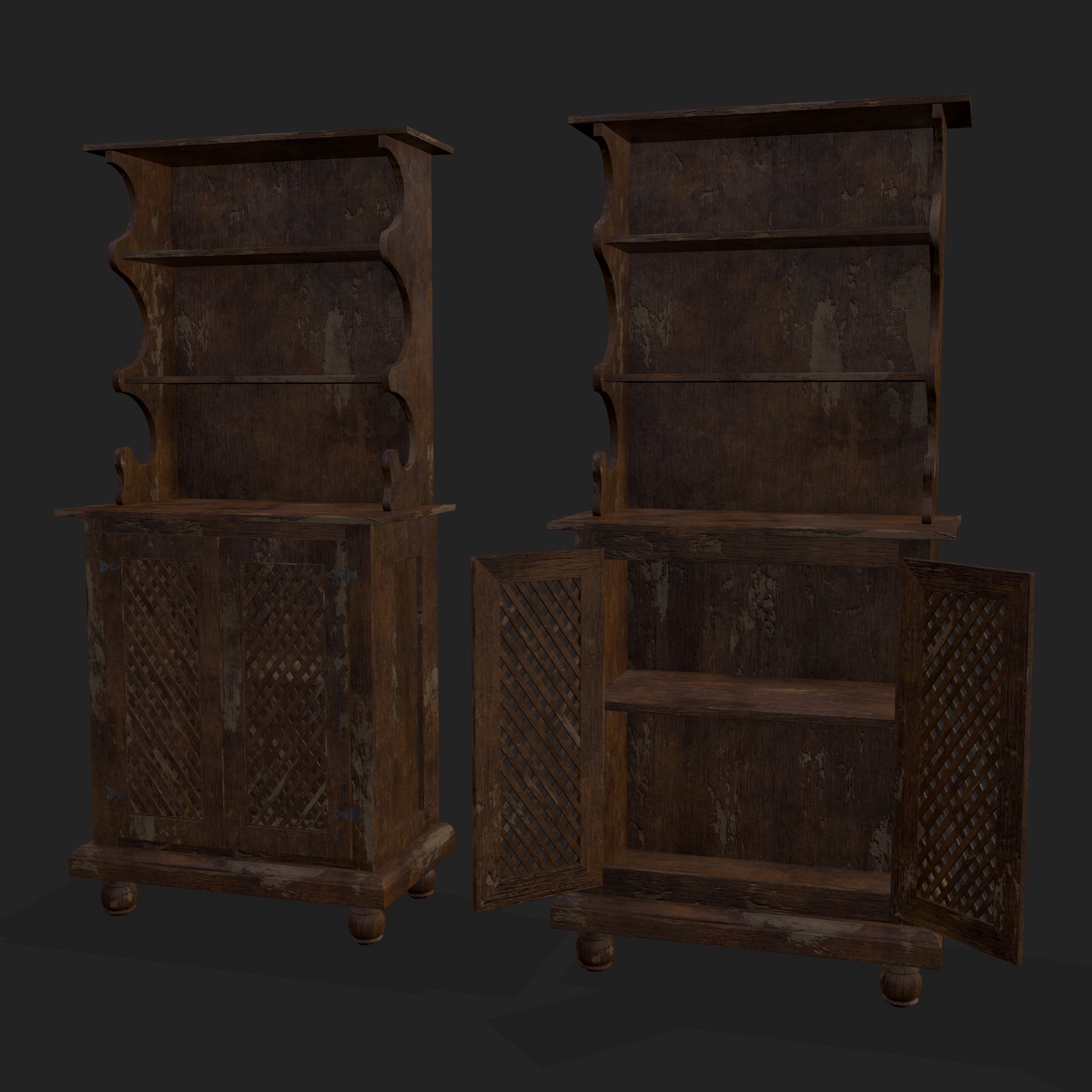 Rustic Wooden Medieval Standard Bookcase - 3D Model by Get Dead ...