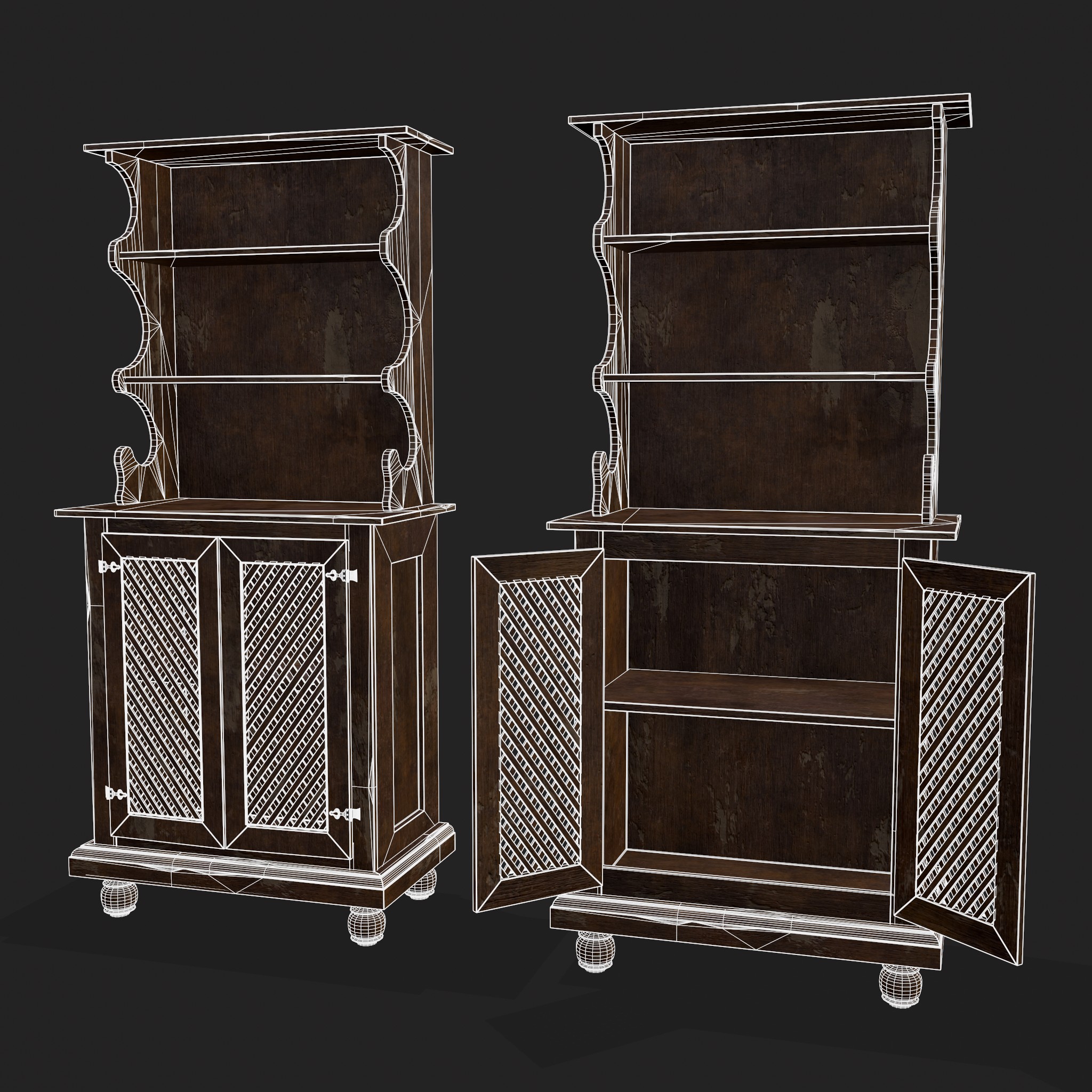 Rustic Wooden Medieval Standard Bookcase - 3D Model by Get Dead ...