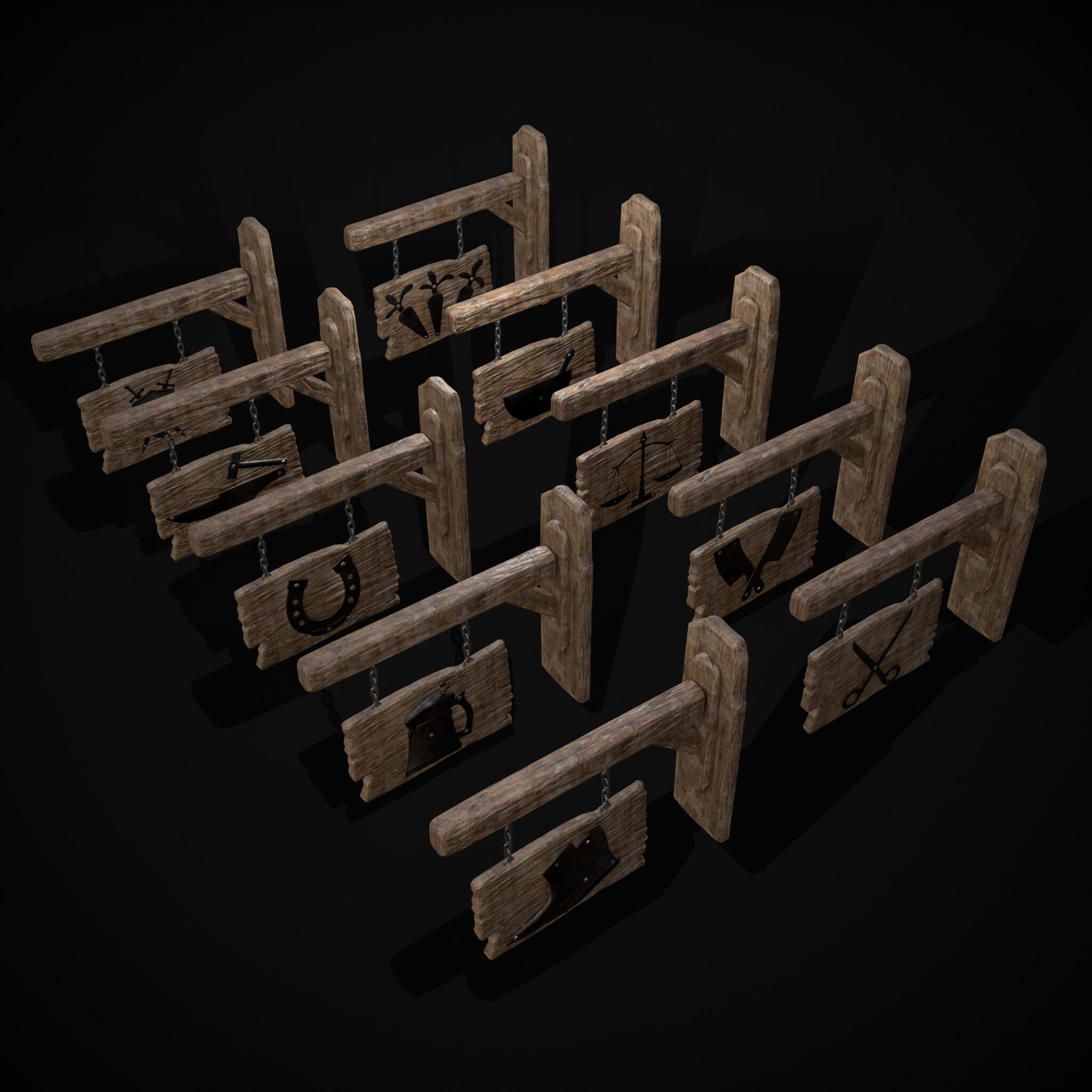 Rustic Wooden Signboard Variety - 3D Model by Get Dead Entertainment