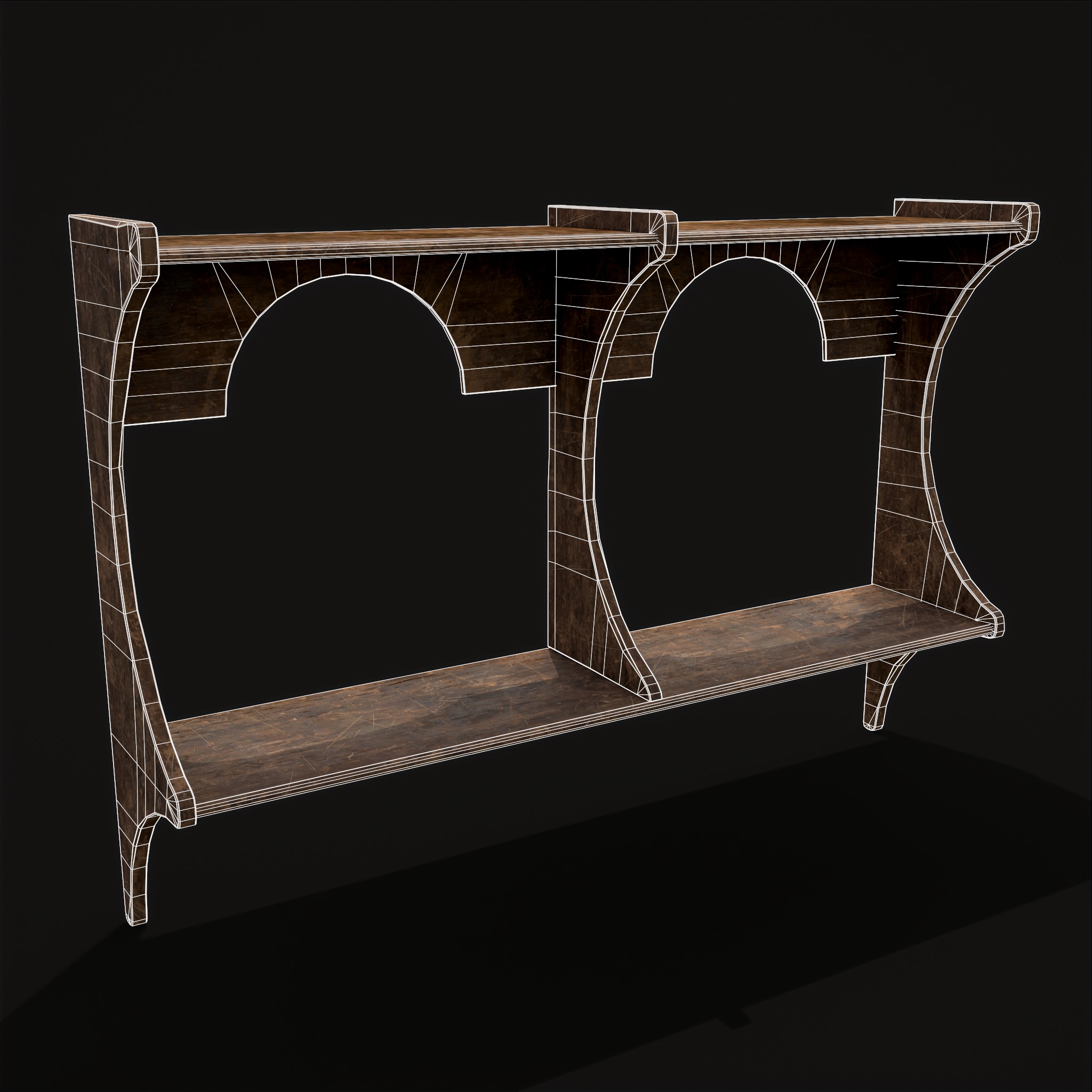 Rustic Wooden Wall Mounted Shelf - 3D Model by Get Dead Entertainment